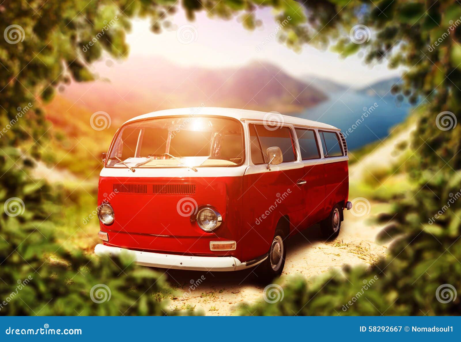 Retro bus stock image. Image of summer, transport, beach - 58292667