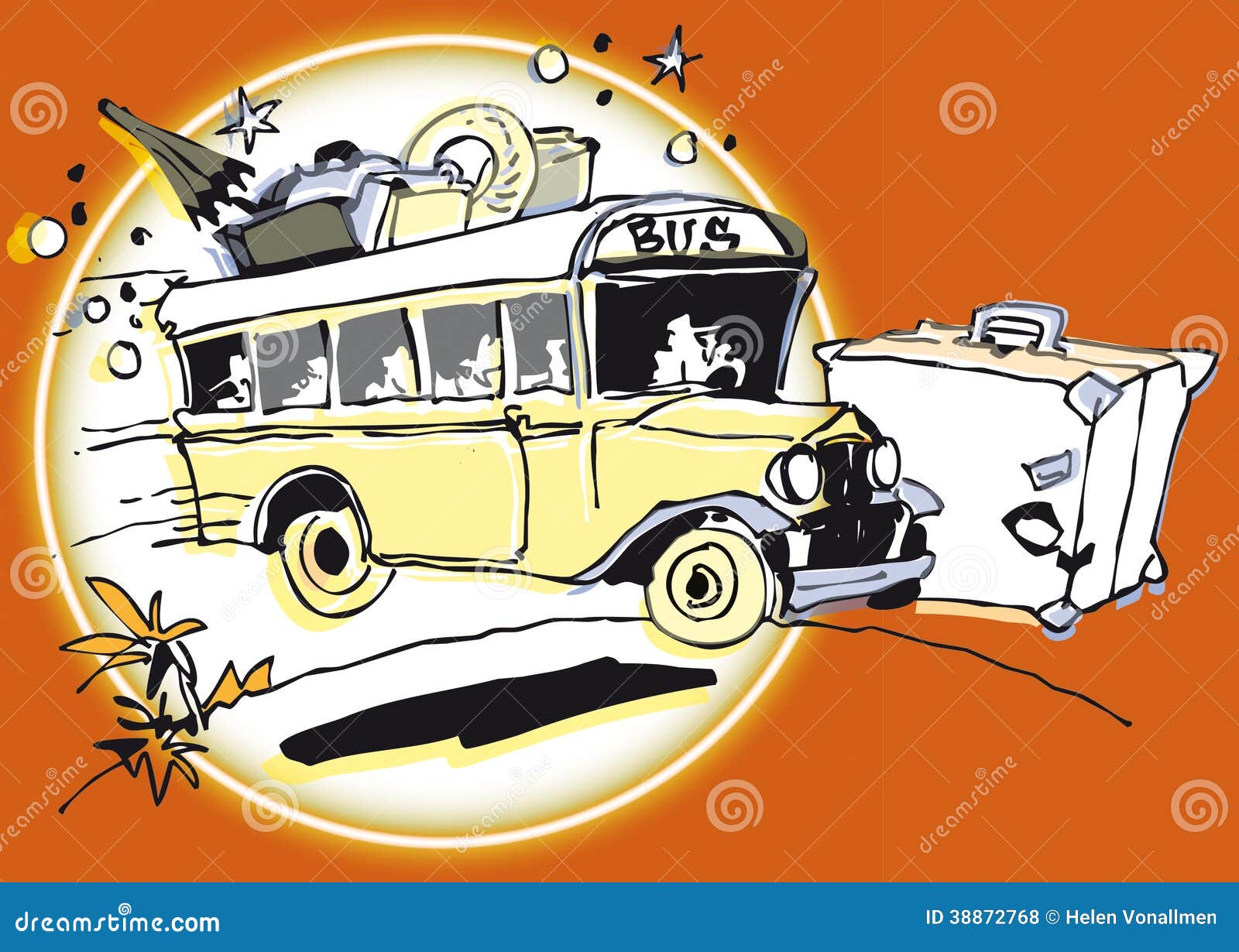 Travel Tourist Bus, Cartoon Stock Illustration - Illustration of ...