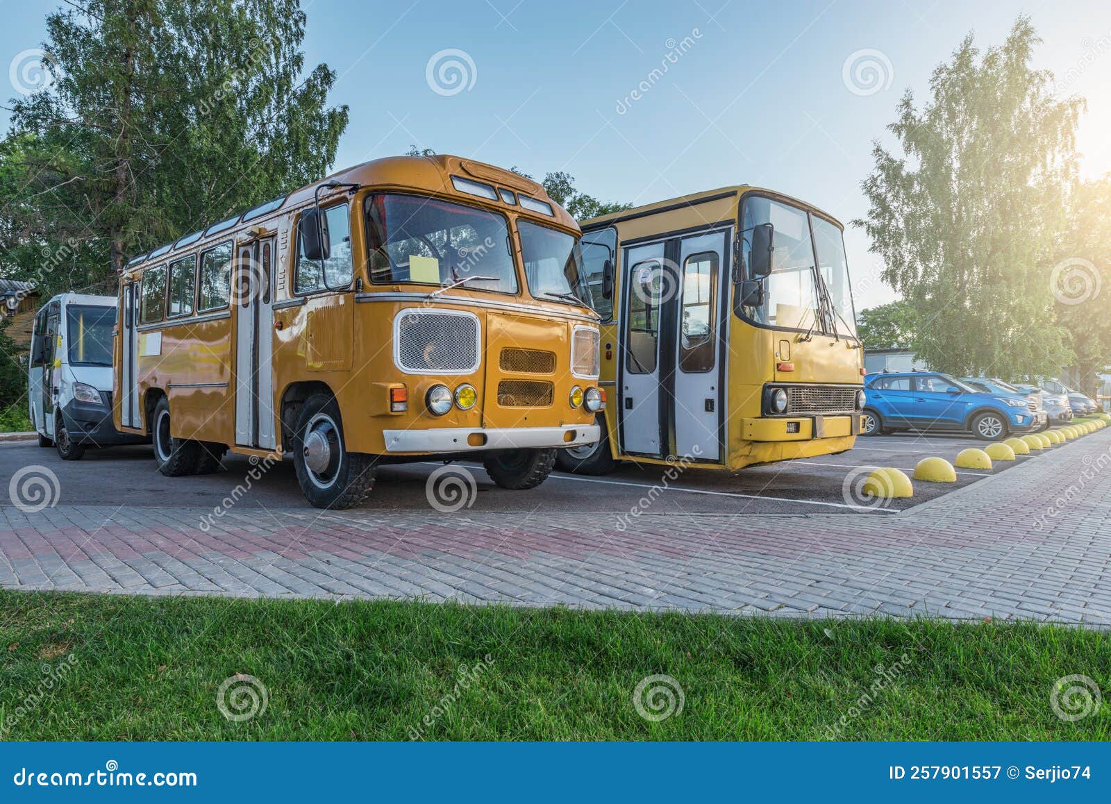 Retro Buses Stand on the Street Stock Image - Image of europe, saint ...
