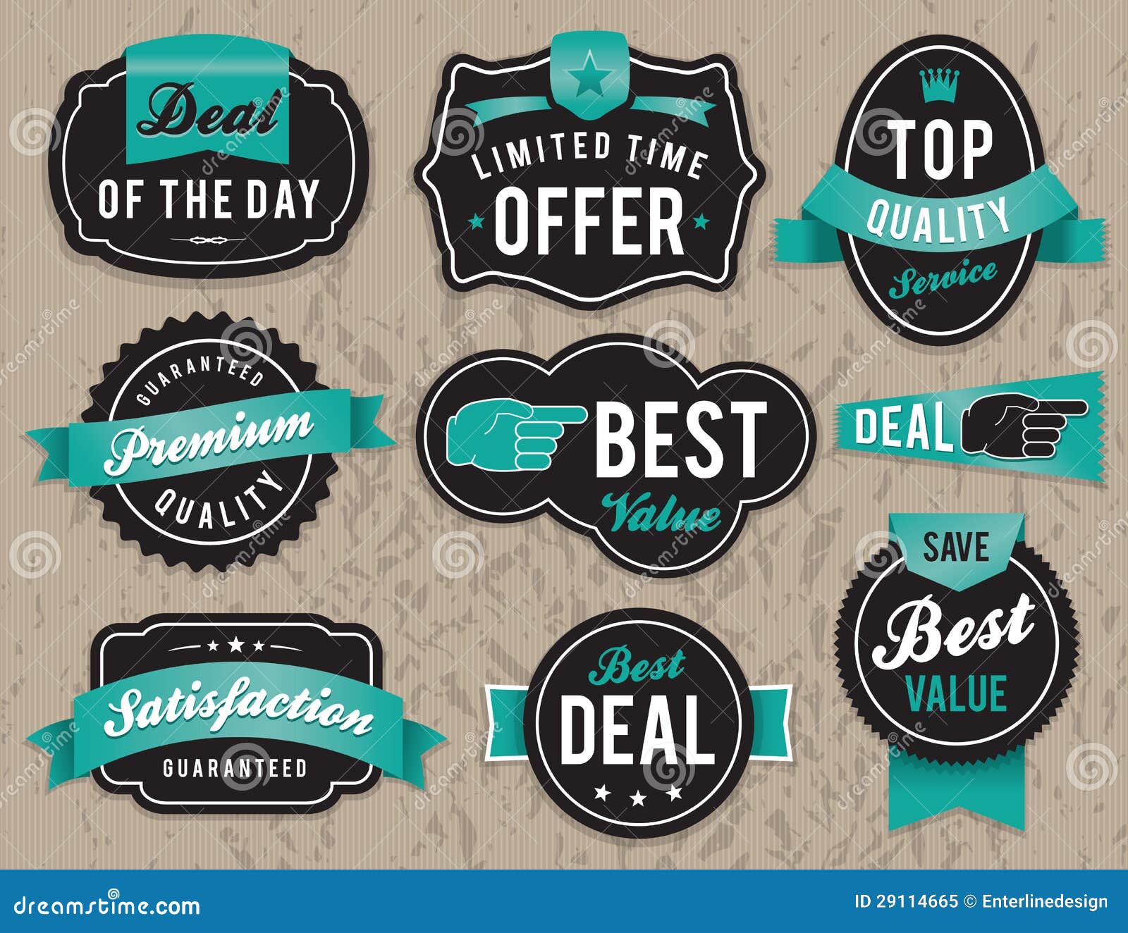 Retro Business Labels and Badges Stock Vector - Illustration of teal ...