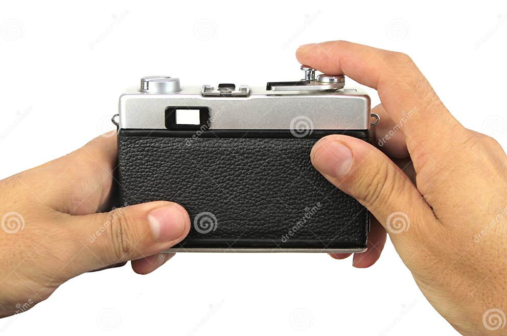Retro Camera from Back View, Isolated on White Background Stock Image ...