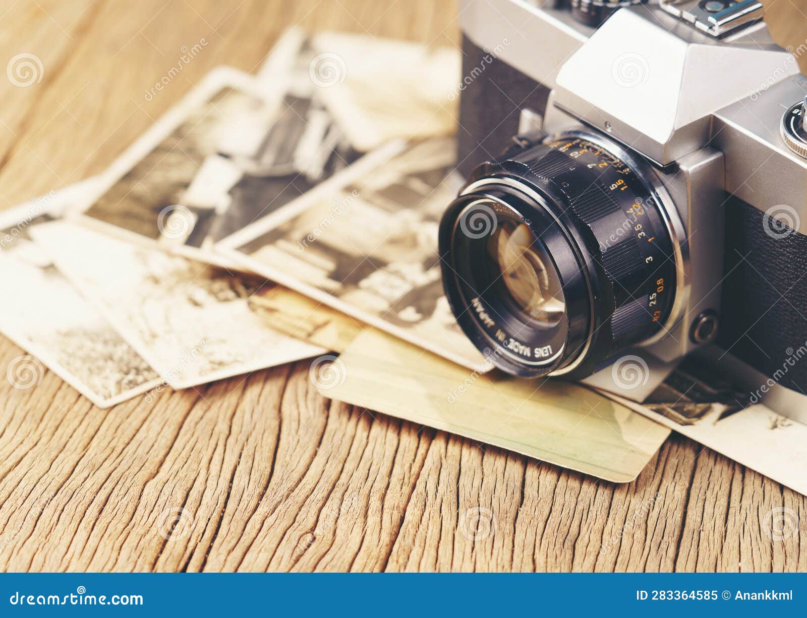Retro Camera on the Background of Old Photos Stock Image - Image of ...
