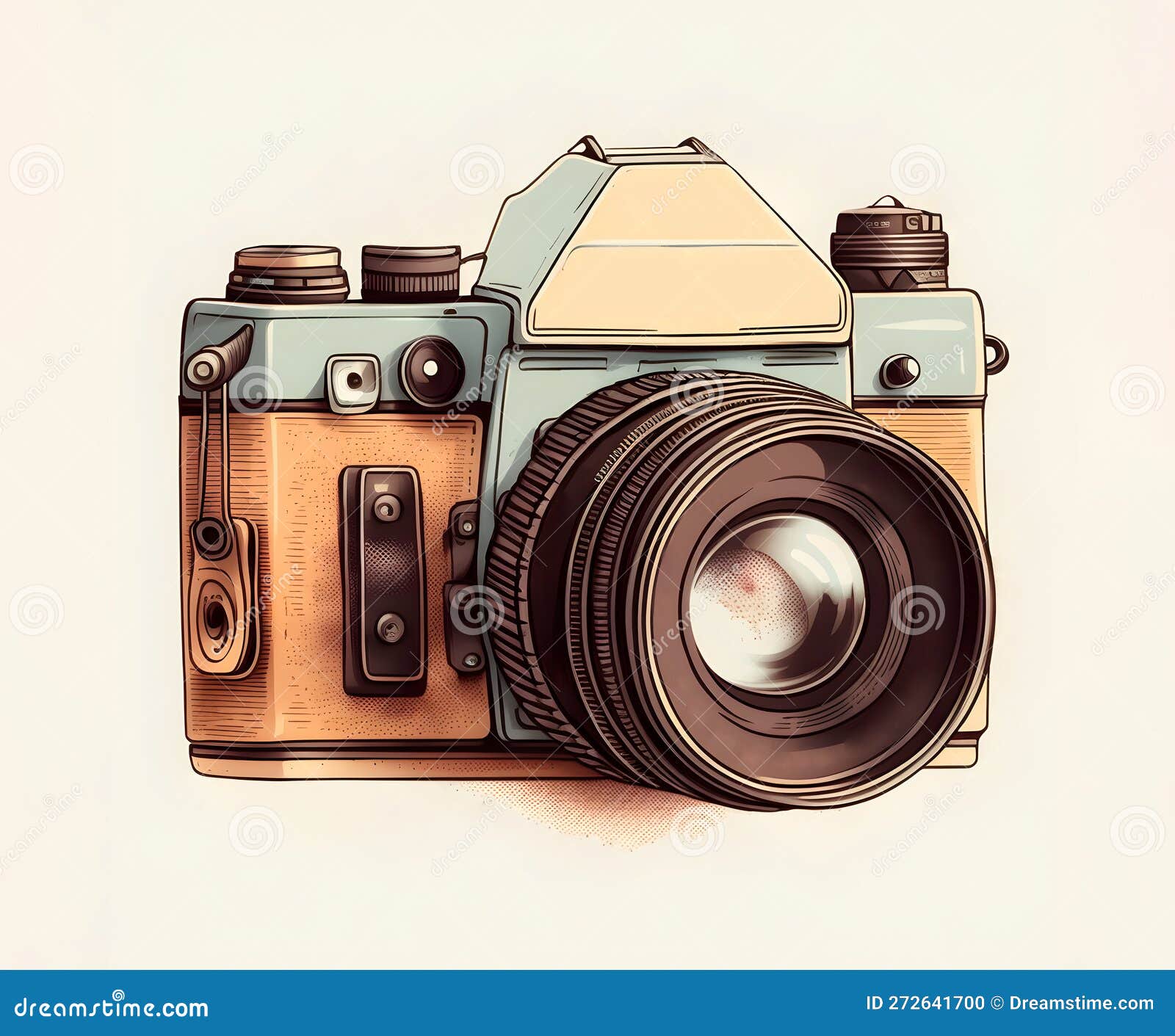 Retro Camera in Cartoon Style Isolated on White Background. Isolated ...