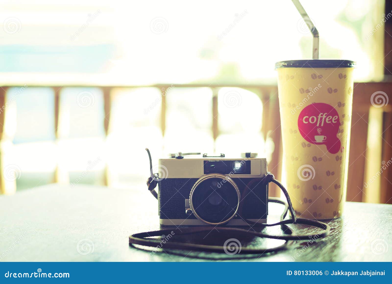 Retro Camera with Coffee in Cafe Stock Photo - Image of journey, color ...