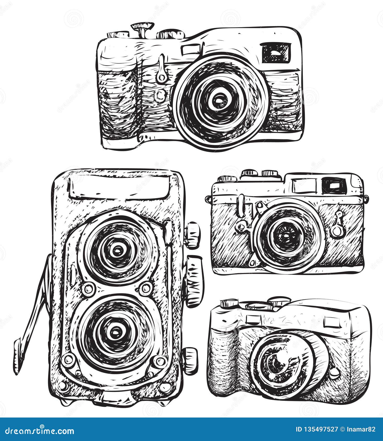 Retro Camera Doodle stock vector. Illustration of scribble - 135497527