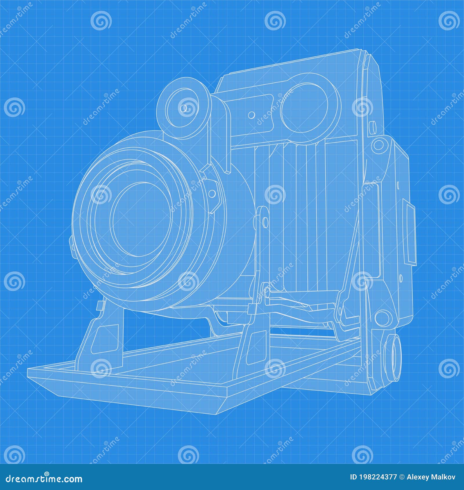 Retro Camera Drawing. Different Angle and 3D Projection of Retro Camera ...