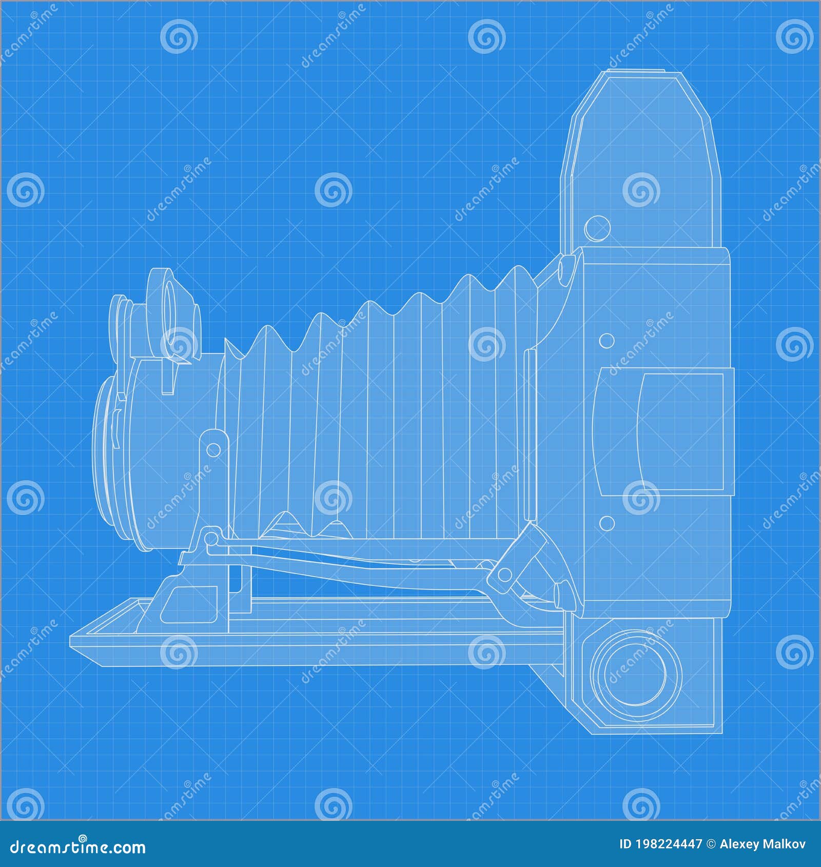 Retro Camera Drawing. Different Angle and 3D Projection of Retro Camera ...