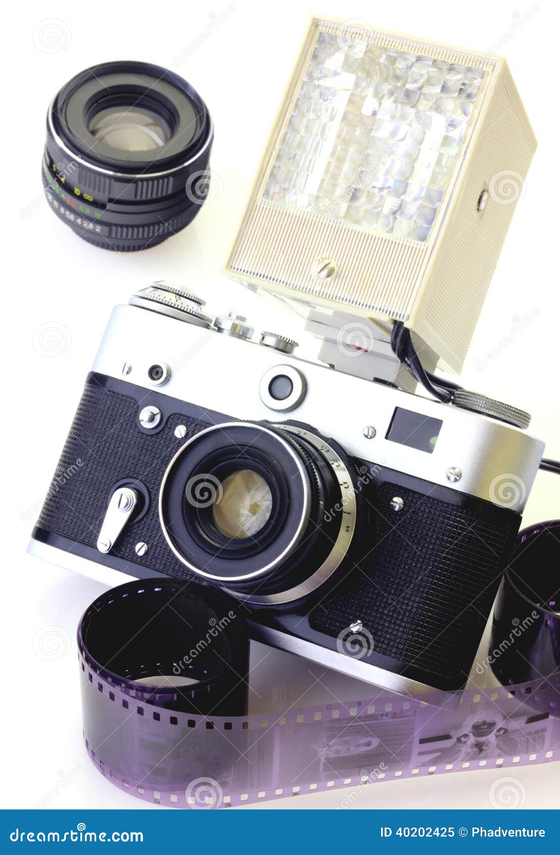 Retro Camera and Flash Isolated Stock Image - Image of retro, obsolete ...