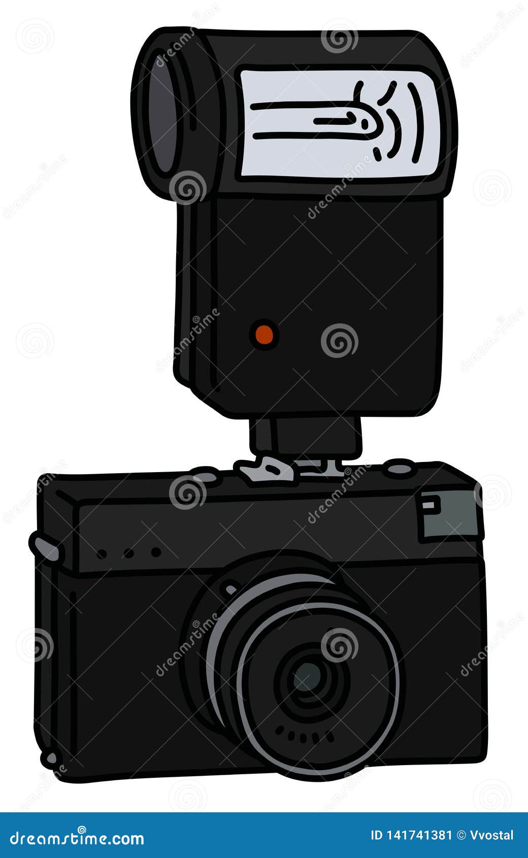 The Retro Camera with a Flash Light Stock Vector - Illustration of ...