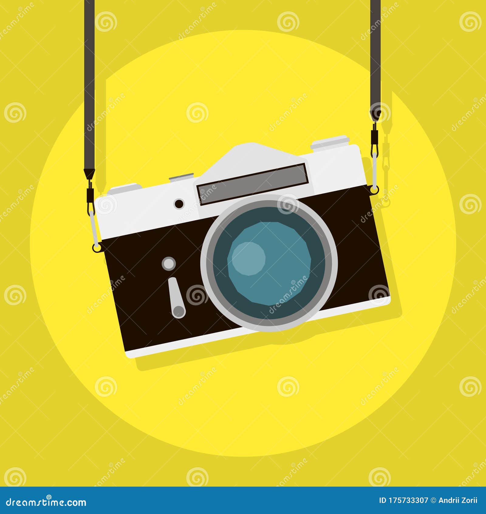 Retro Camera in a Flat Style on a Colored Background. Old Camera with ...