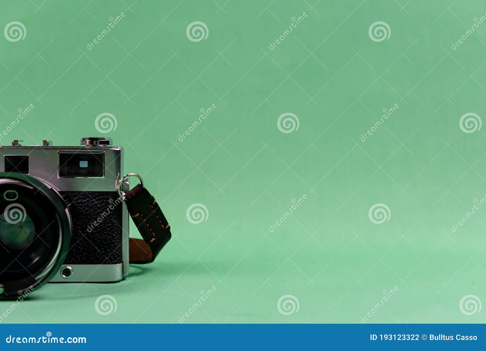 Retro Camera on Green Background Stock Photo - Image of object, gallery ...