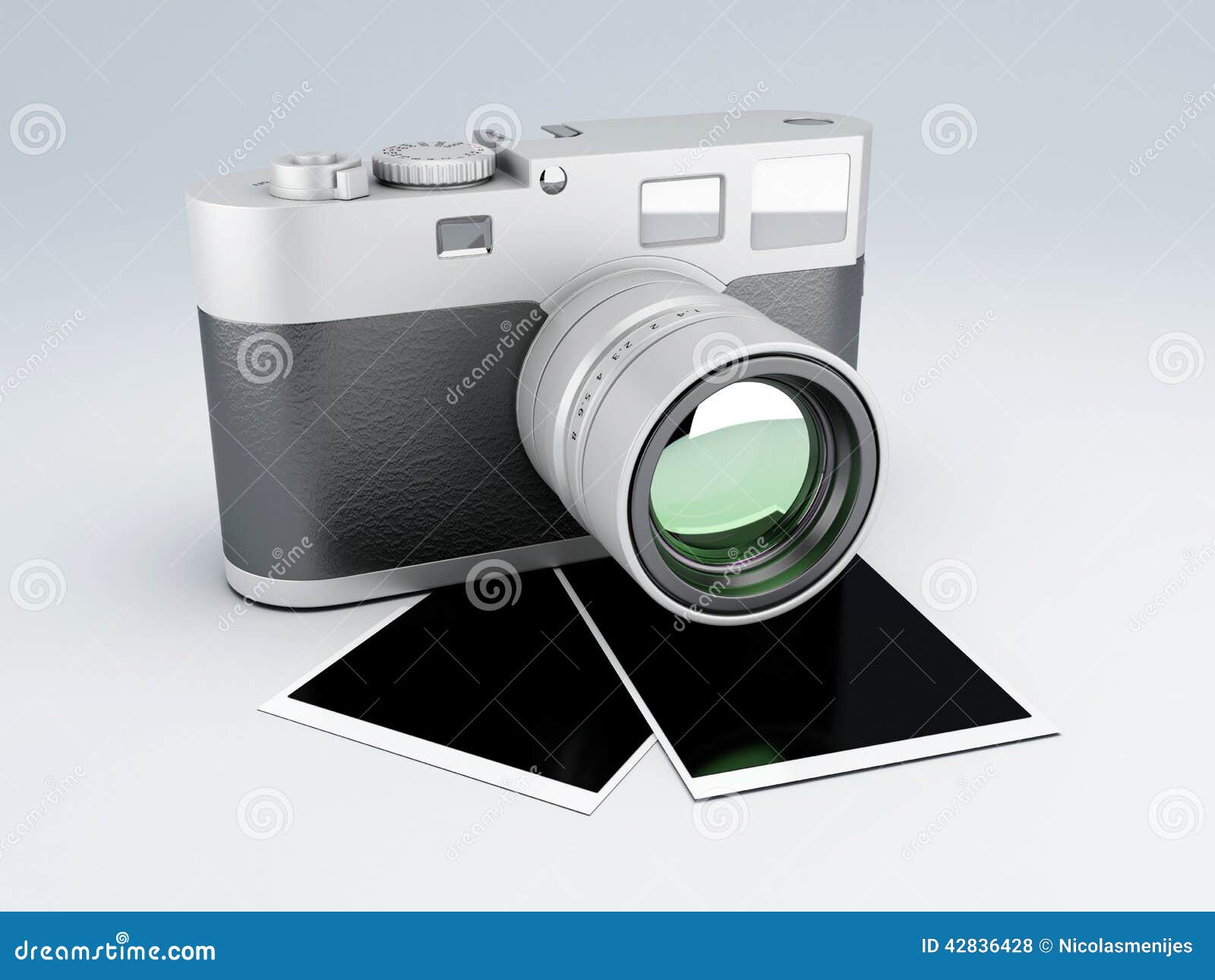 Retro Camera with Instant Print 3d Stock Illustration - Illustration of ...