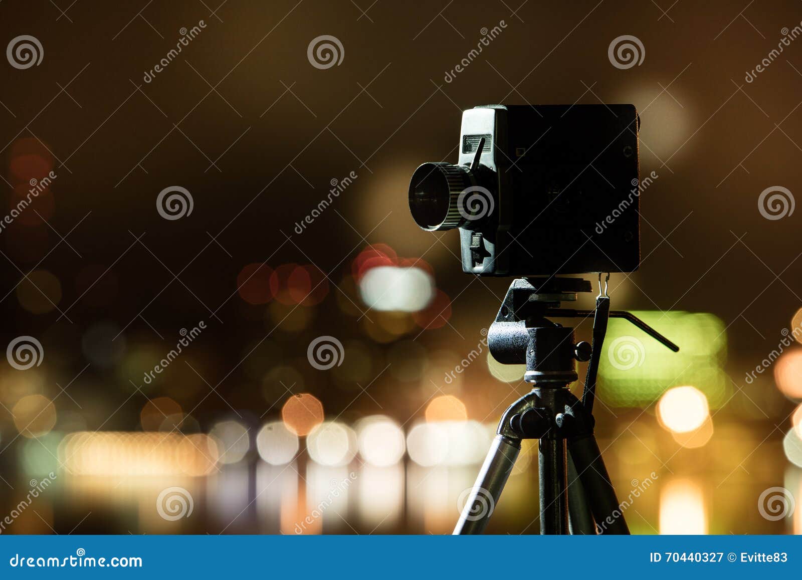Retro Camera the Night View of City. Stock Image - Image of cloud ...