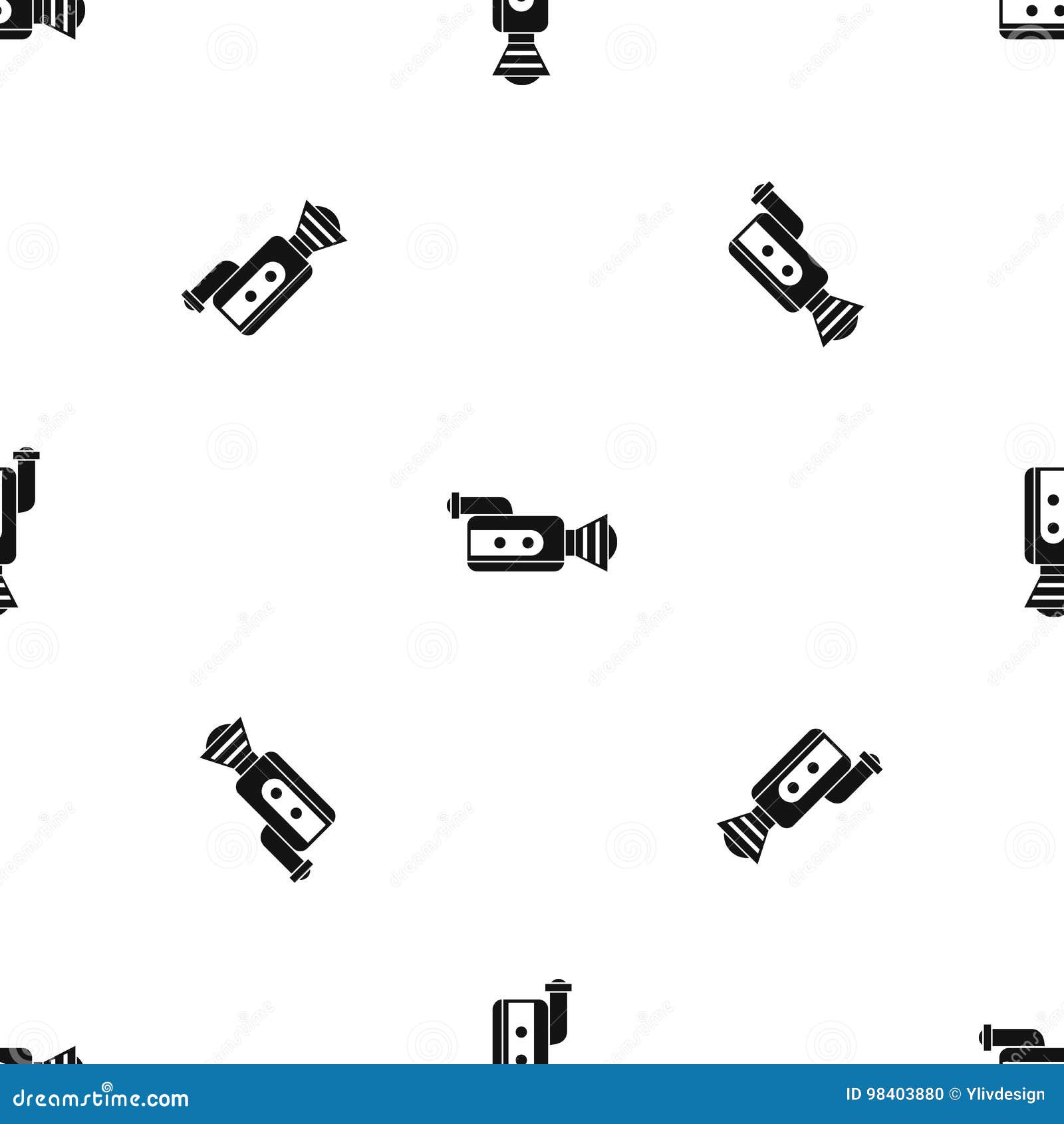 Retro Camera Pattern Seamless Black Stock Vector - Illustration of ...