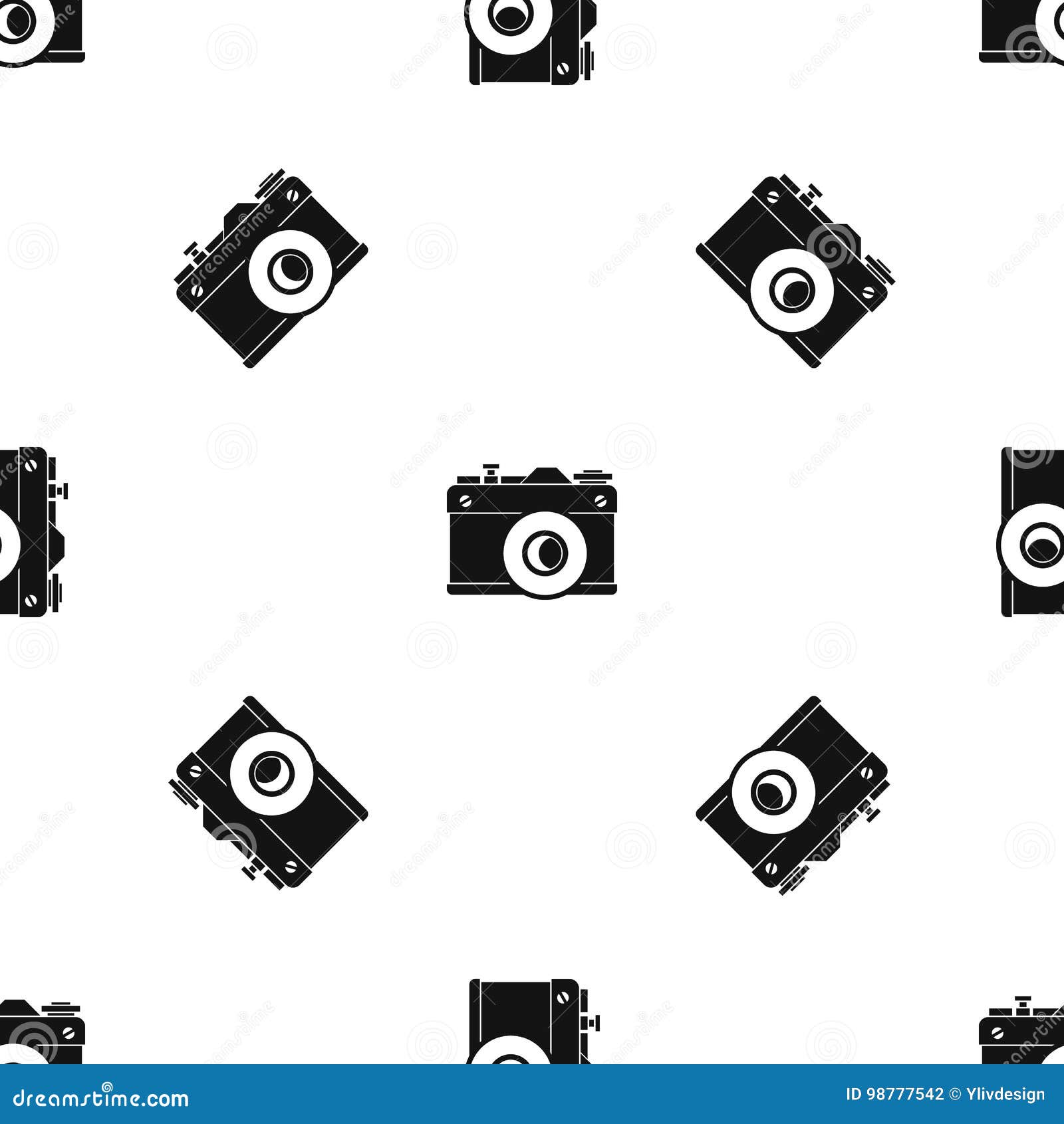 Retro Camera Pattern Seamless Black Stock Vector - Illustration of ...