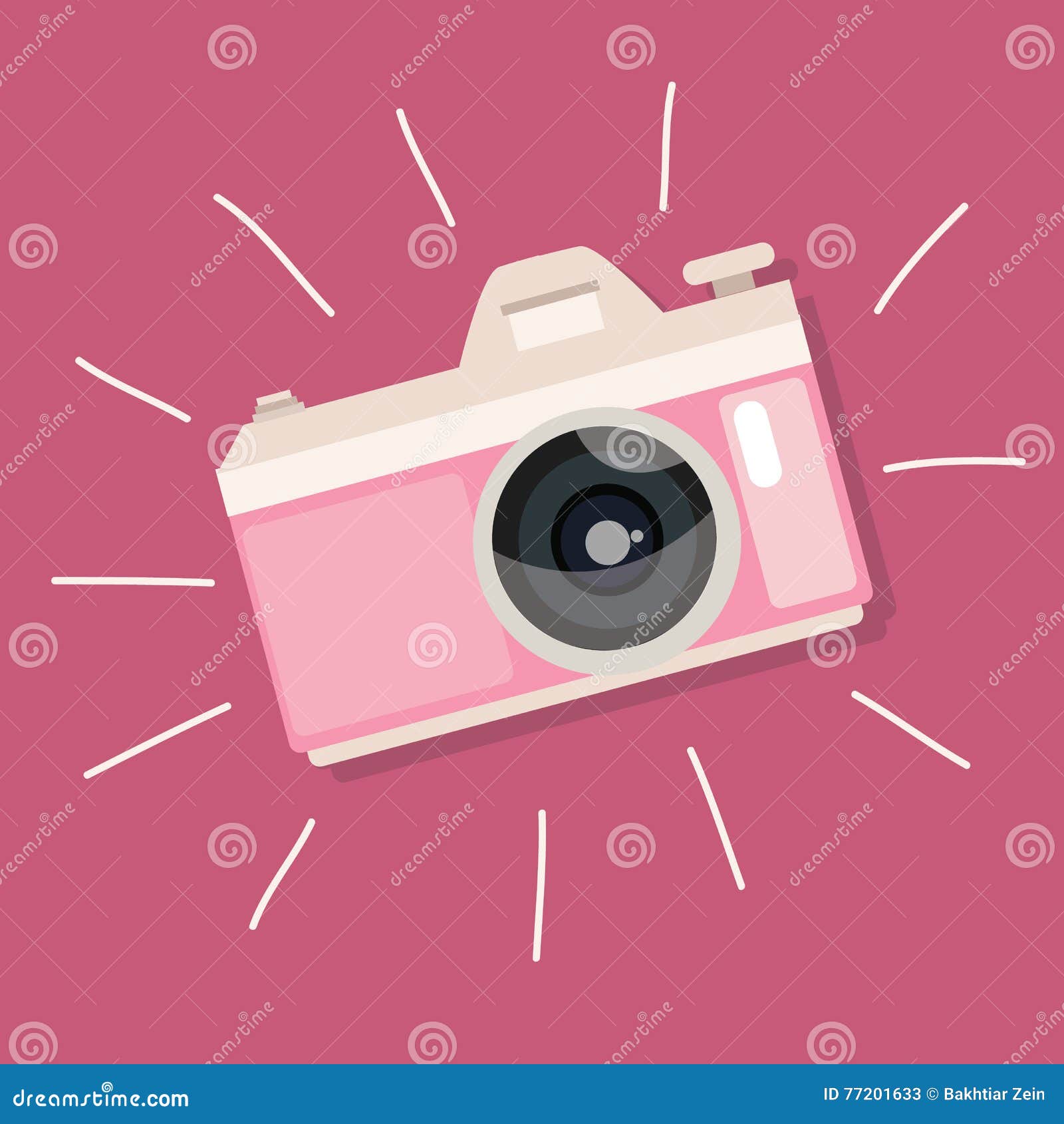 Retro Camera Pink Vintage Icon Illustration Photo Device Stock Vector ...