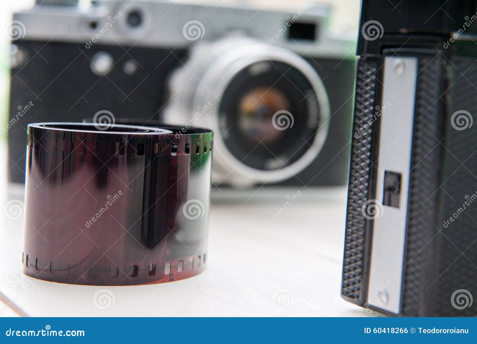 Retro cameras and film stock photo. Image of apperture - 60418266
