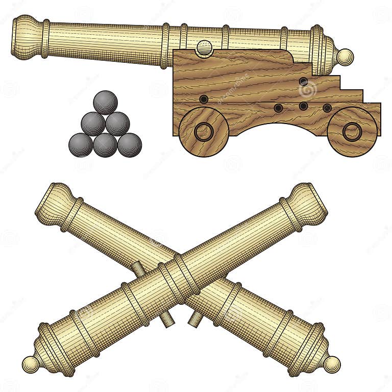 Retro cannon stock vector. Illustration of fire, cross - 12659310