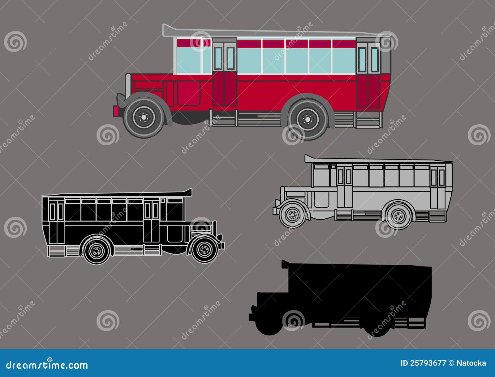 Retro Omnibus Illustration Cartoon Vector | CartoonDealer.com #74438891