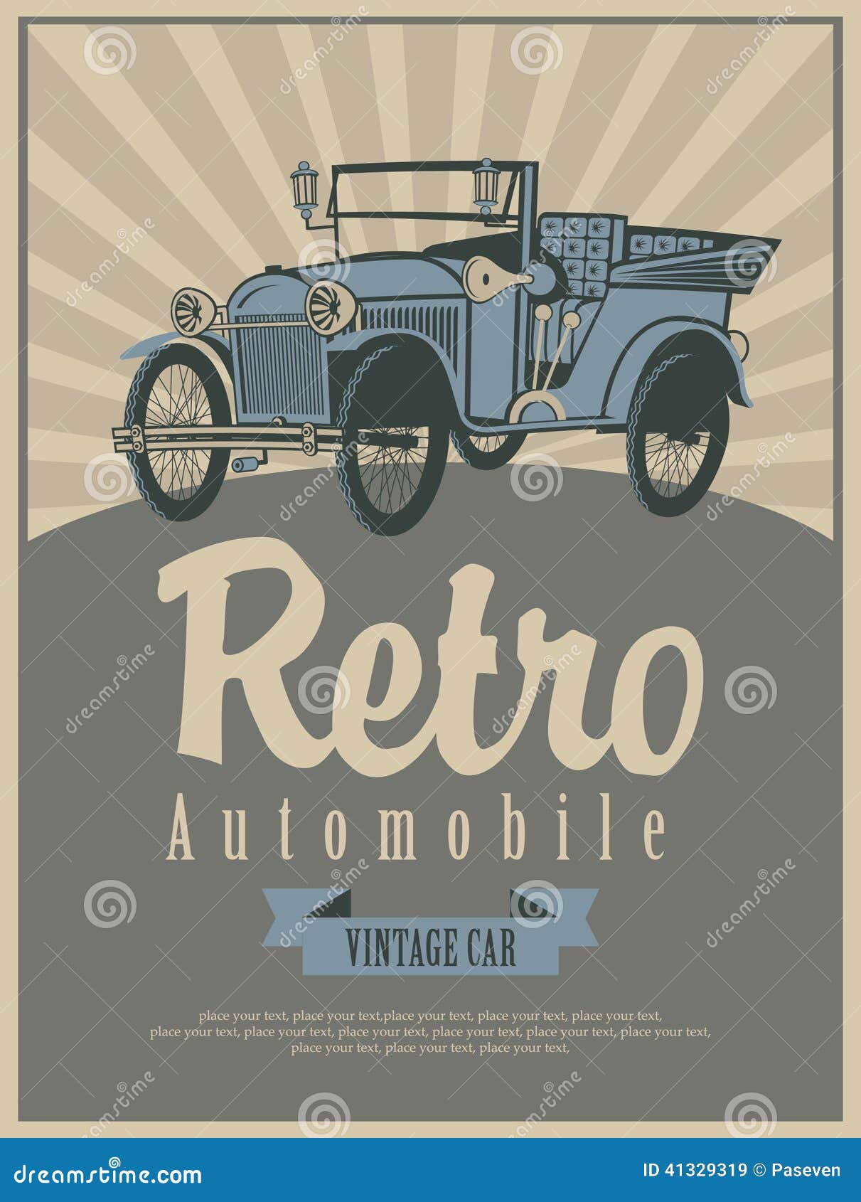 Retro Car stock vector. Illustration of motor, figure - 41329319