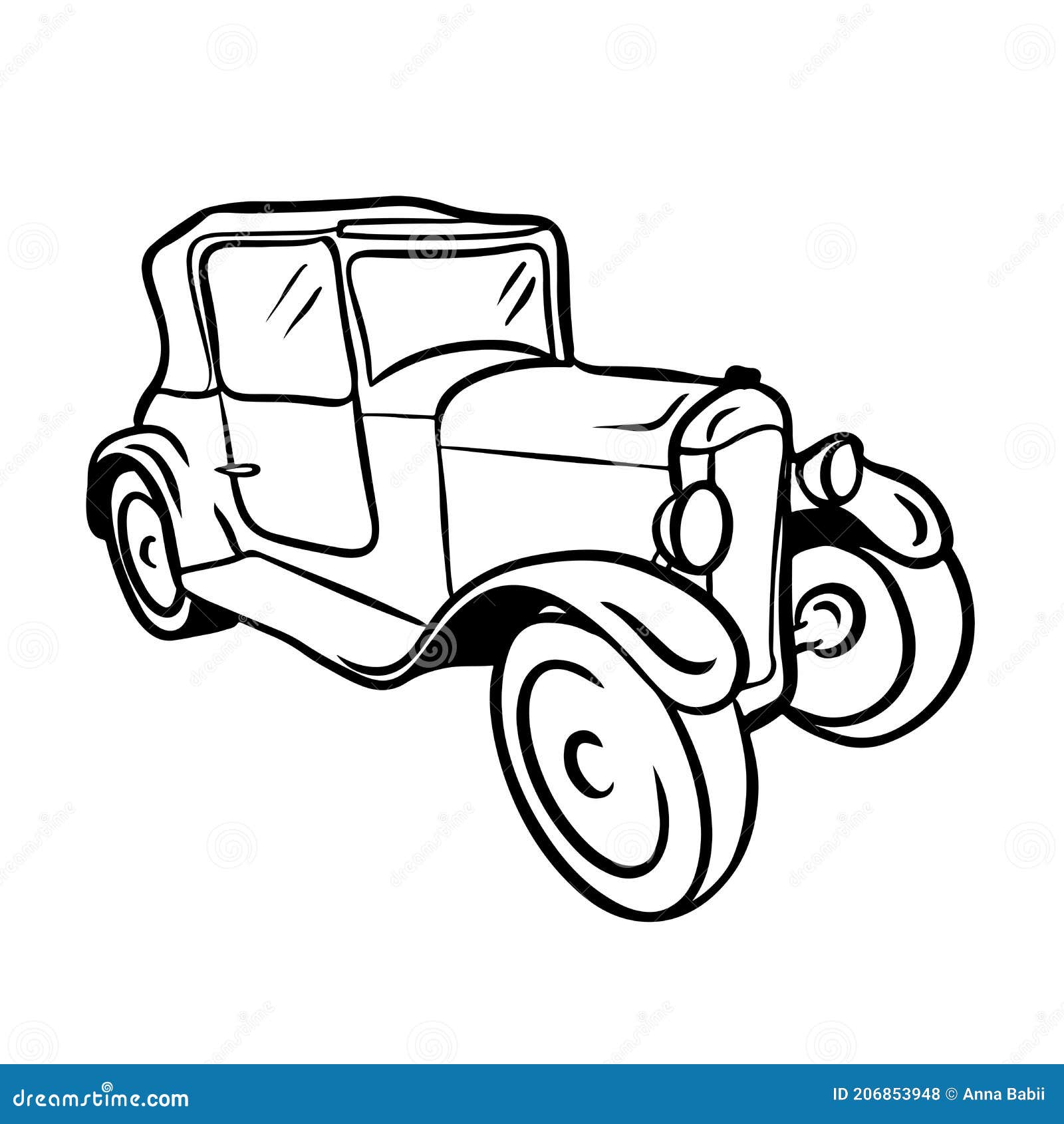 Retro Car Black and White Sketch. Vintage Vector Illustration. Stock ...