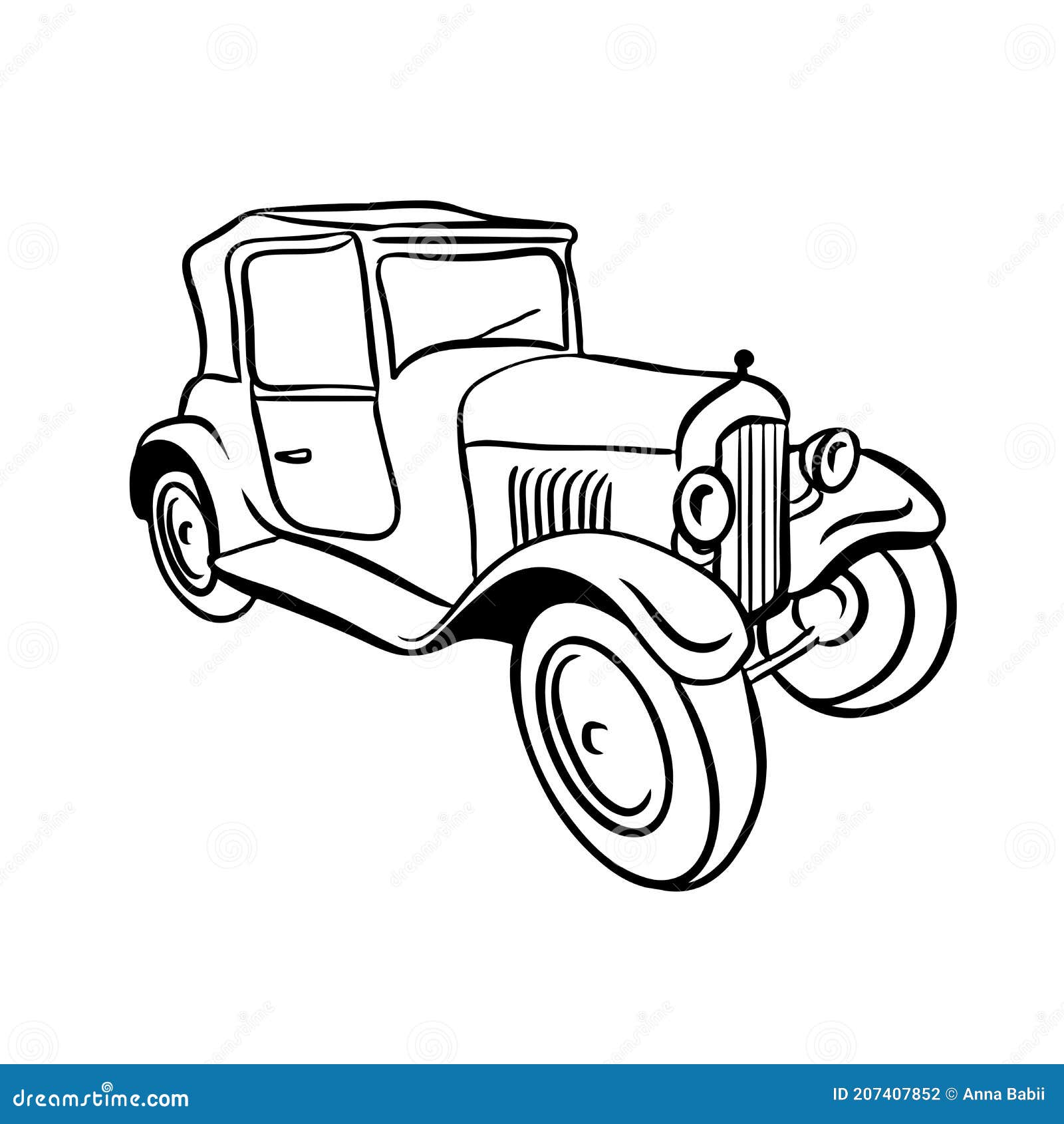 Retro Car Black and White Sketch. Vintage Vector Illustration. Stock ...