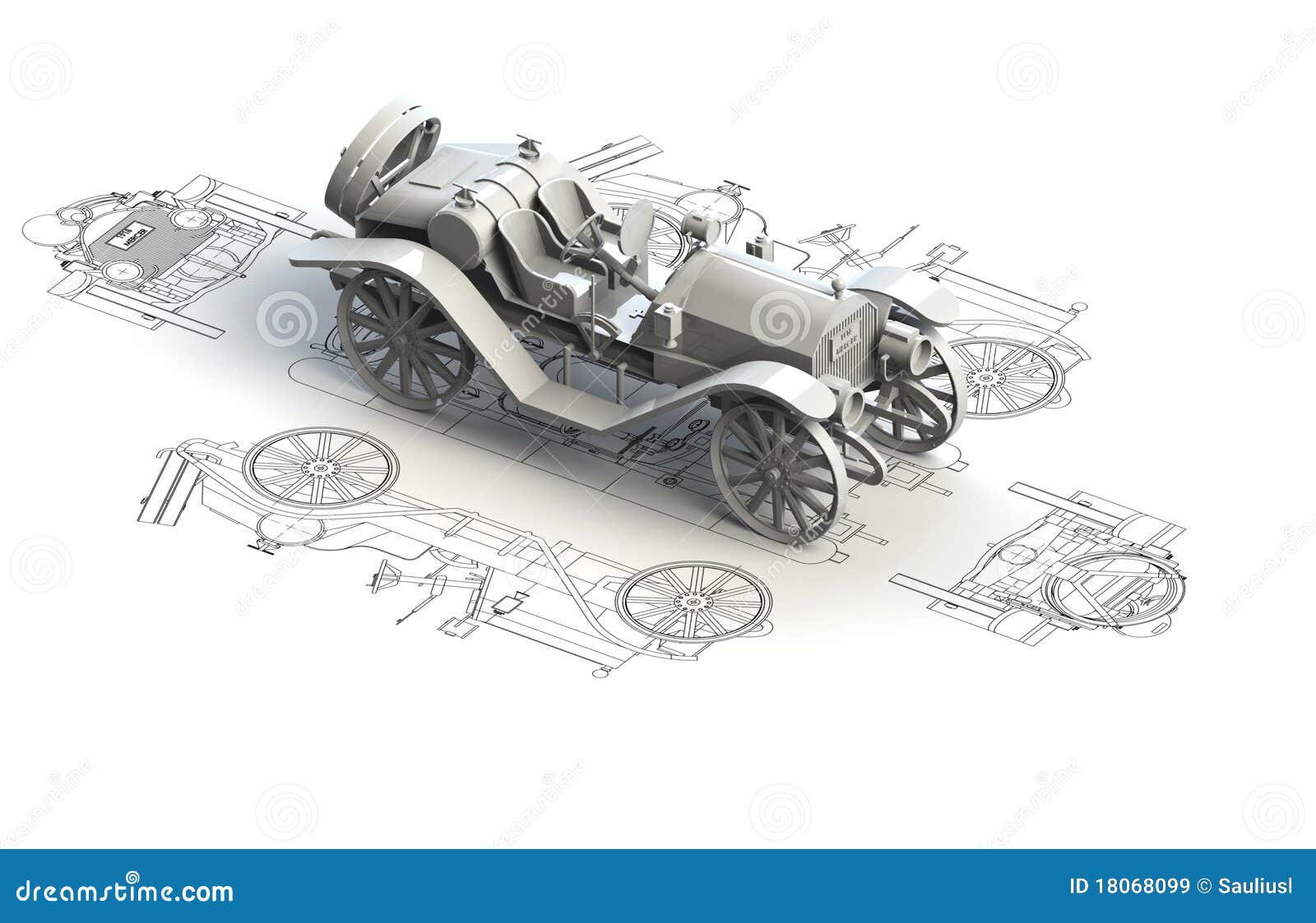 Retro Car Charts with 3d Model Stock Illustration - Illustration of ...