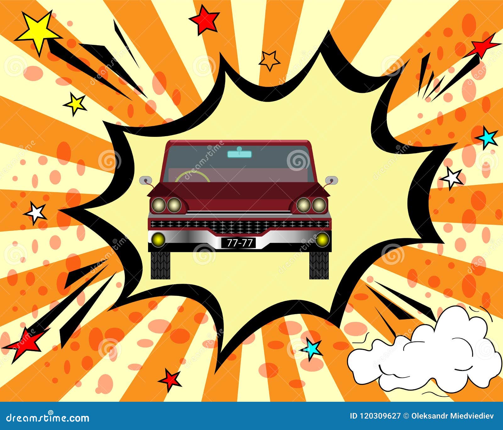 Retro car in comic style stock vector. Illustration of background ...