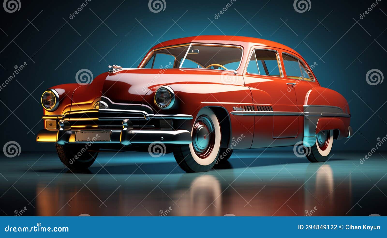 Retro Car in a Commercial a Memorable Ad Stock Illustration ...