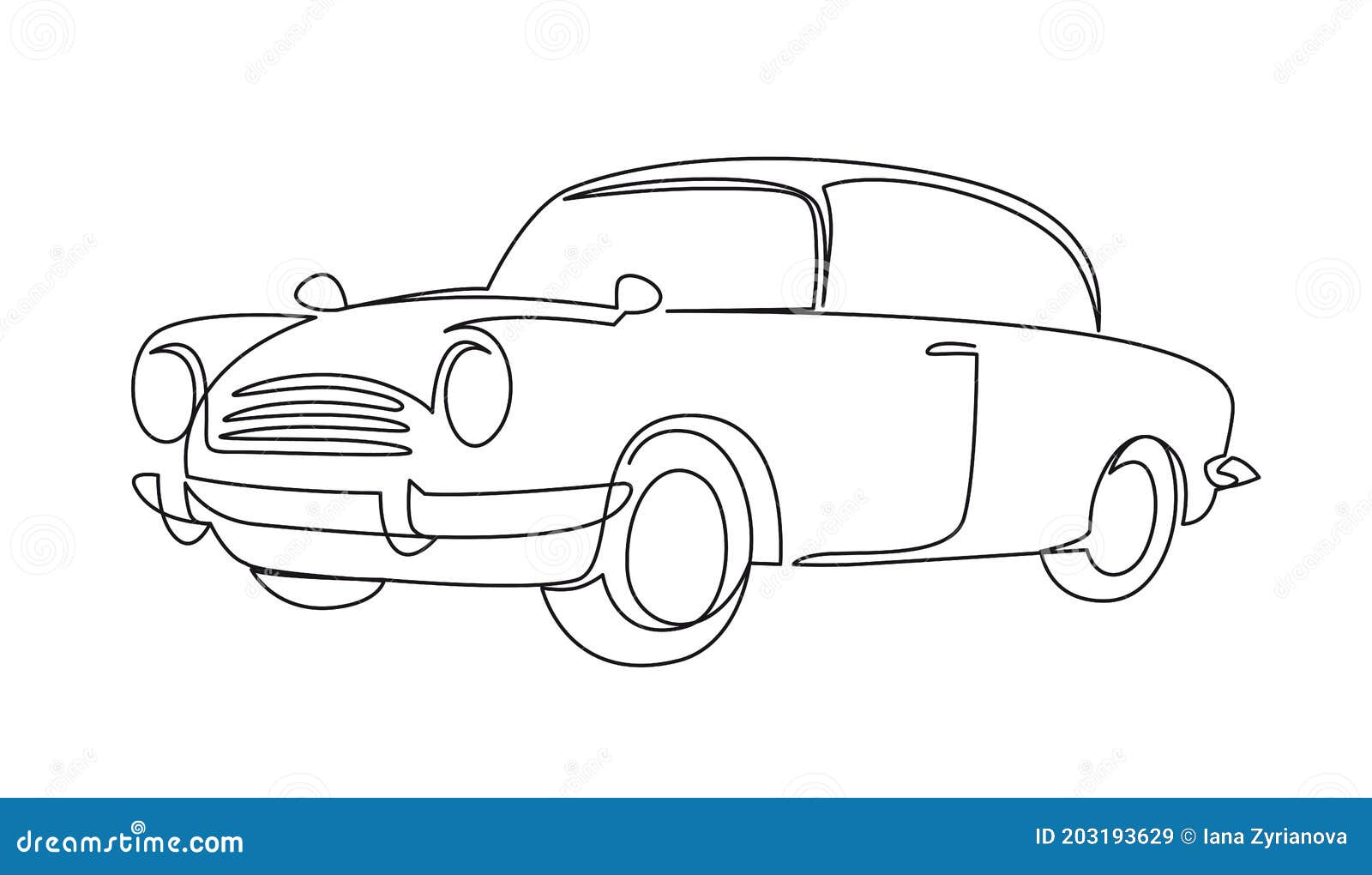 Retro Car Continuous One Line Vector Drawing Stock Vector ...