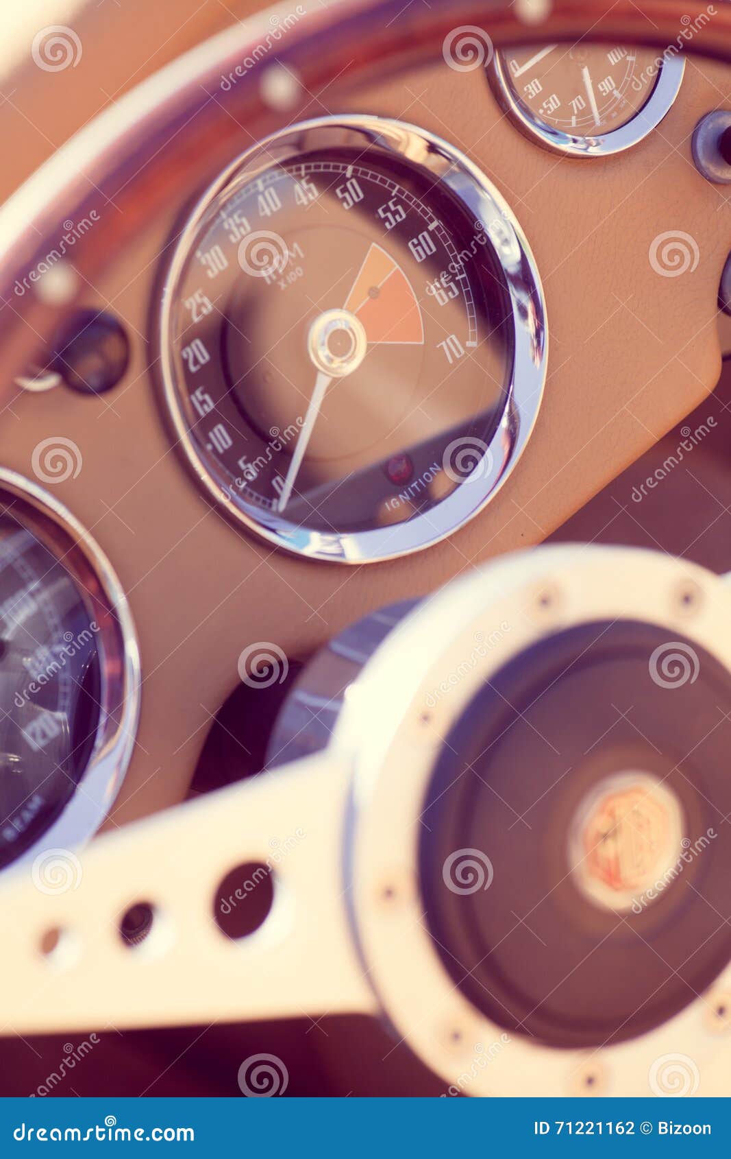 Retro car dashboard stock photo. Image of auto, closeup - 71221162