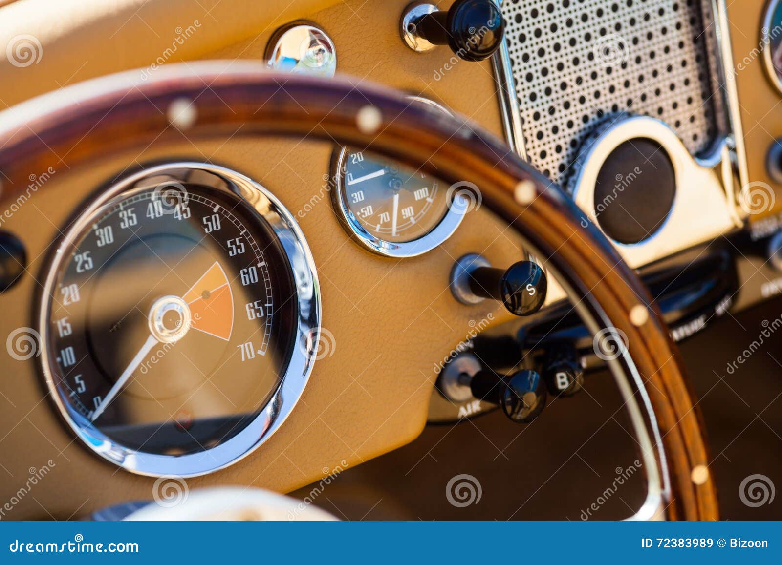 Retro car dashboard stock image. Image of closeup, steering - 72383989