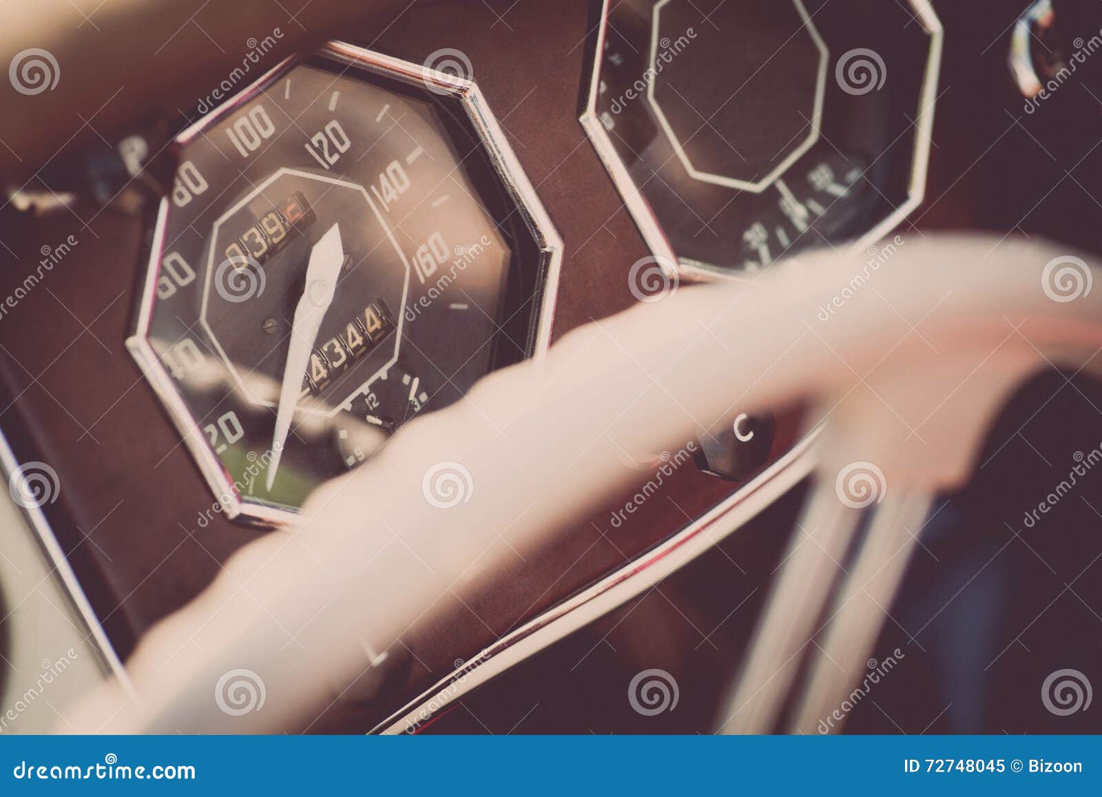 Retro car dashboard stock image. Image of speedometer - 72748045
