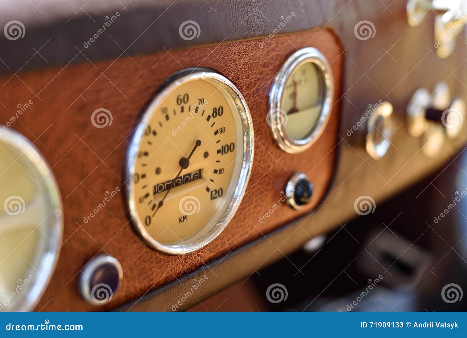 Retro Car Dashboard with Gauges Stock Image - Image of inside, radio ...