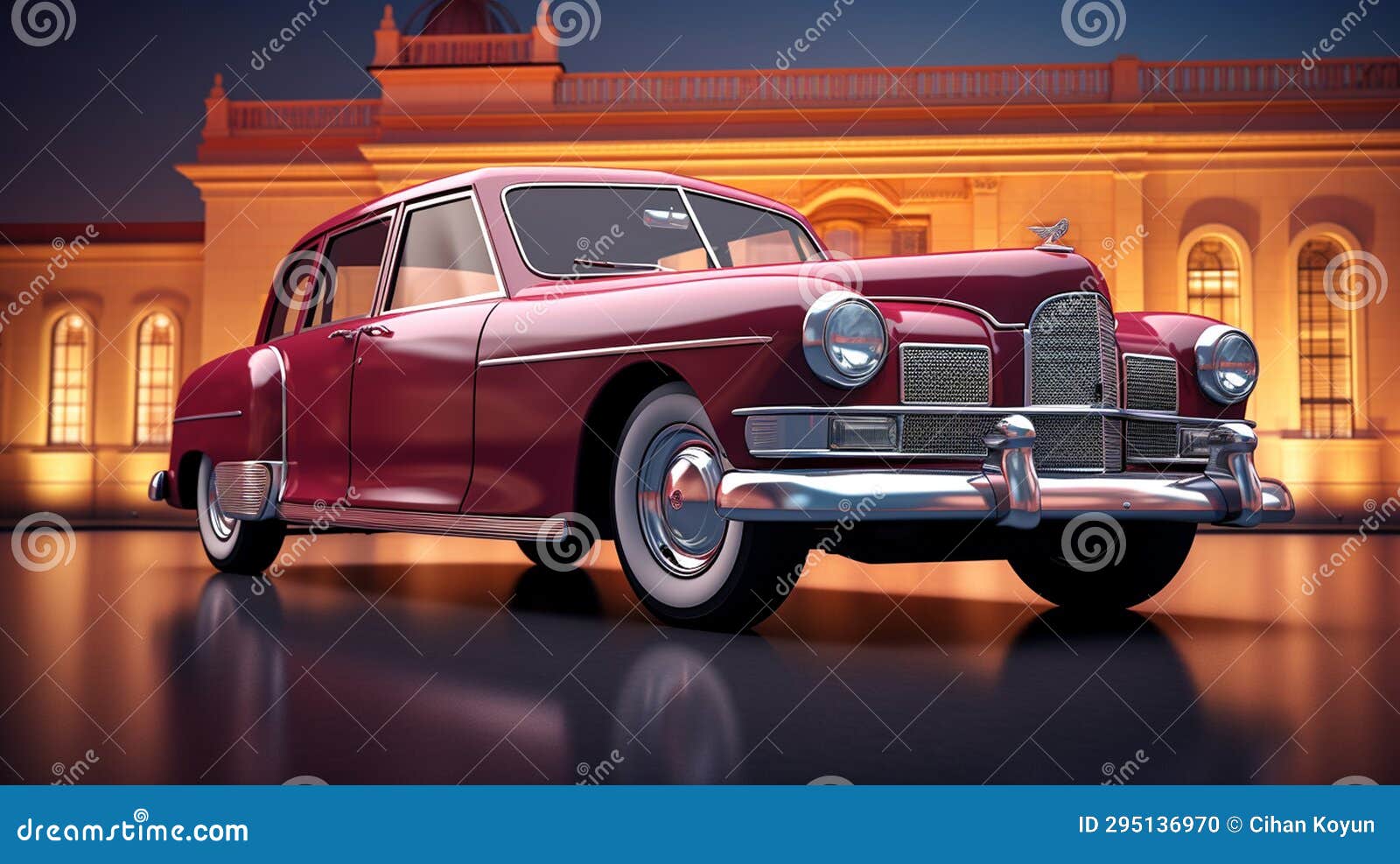 Retro Car Driving Down a Winding Road Its Engine Purring Stock ...