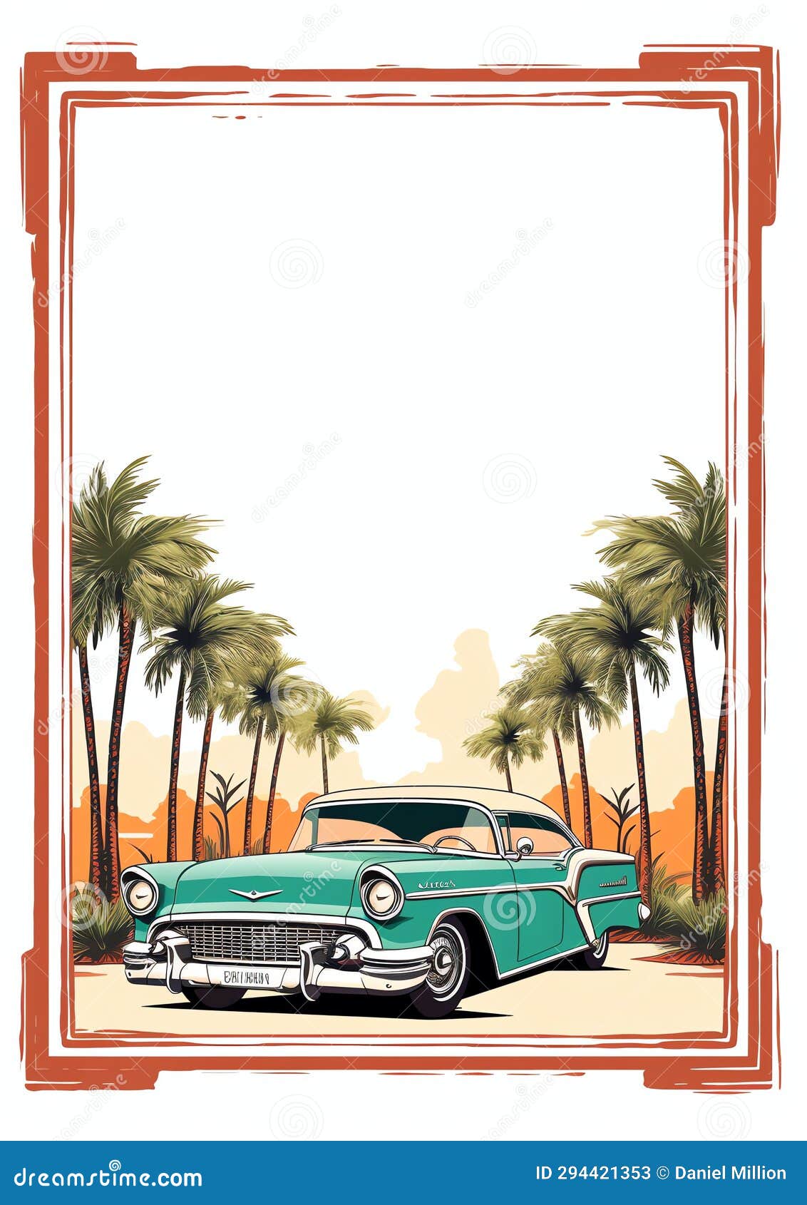 Retro Car Frame Border 90s Retro Nostalgic Frame Stock Illustration ...