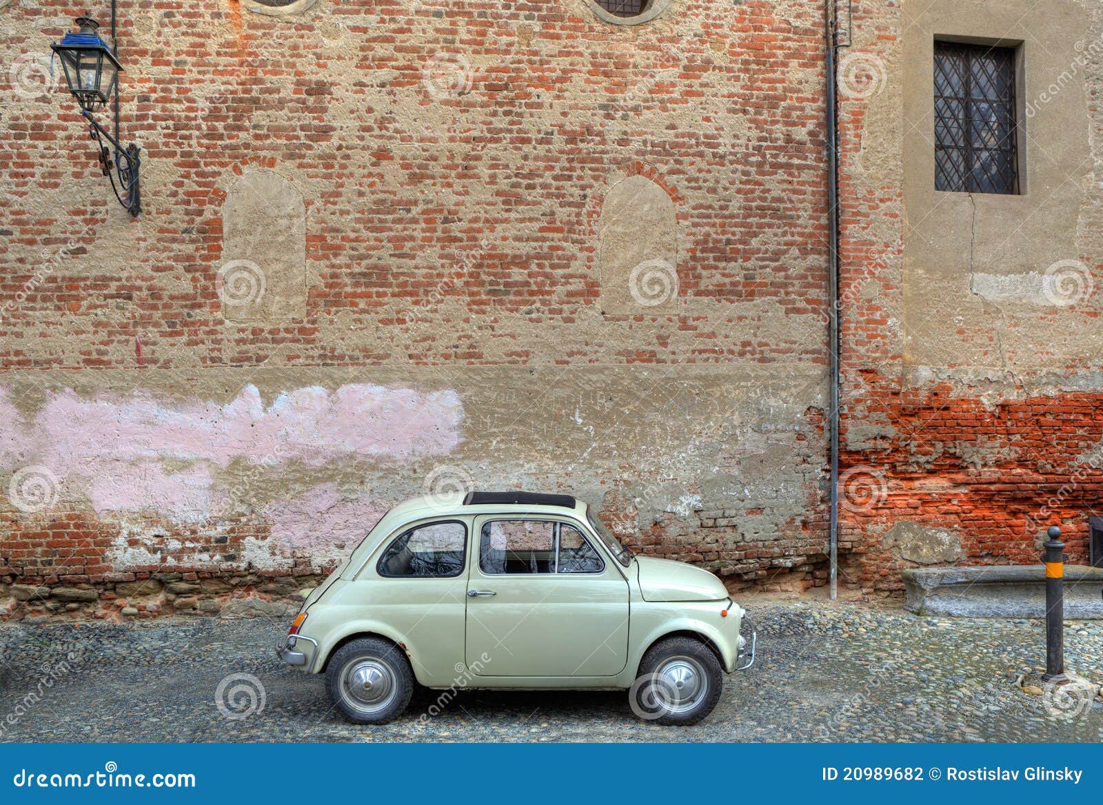 Retro Car in Front of Ancient Wall. Stock Photo - Image of brick ...