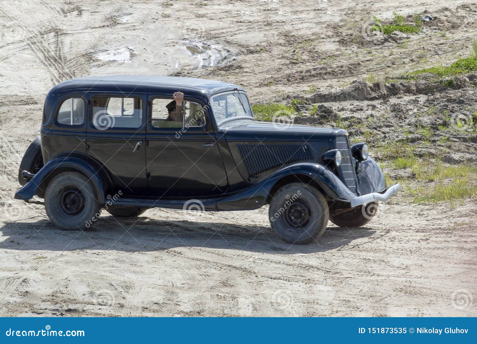 Retro car Hatchback black. stock image. Image of black - 151873535