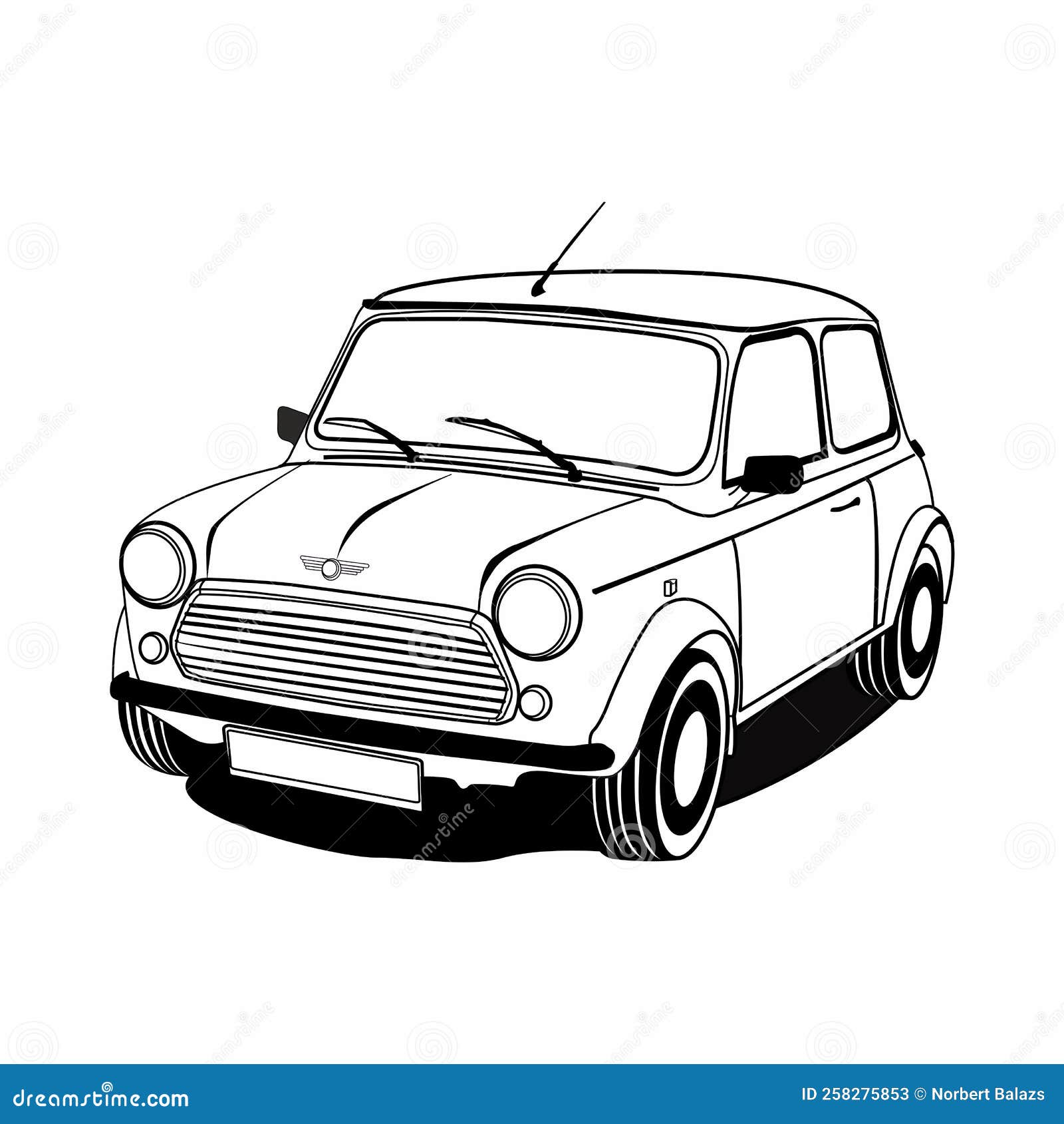 Old Classic Car Vector Illustration. Vintage Car Illustration. Stock ...