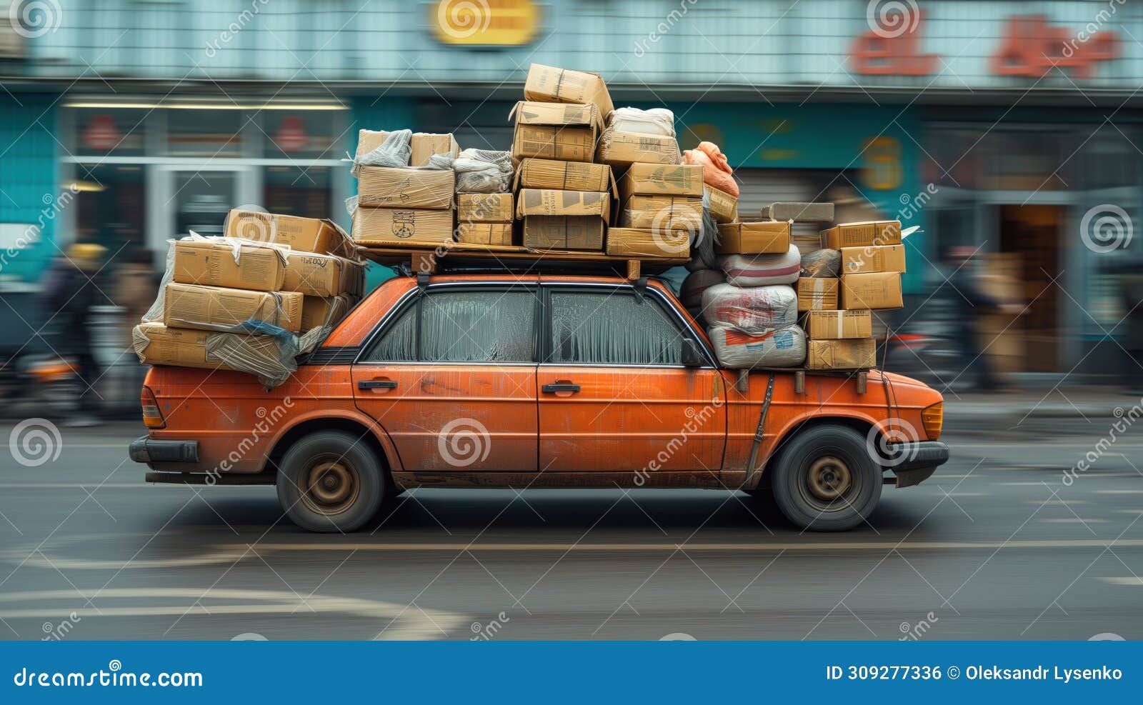 Retro Car Loaded with Boxes Stock Illustration - Illustration of drive ...