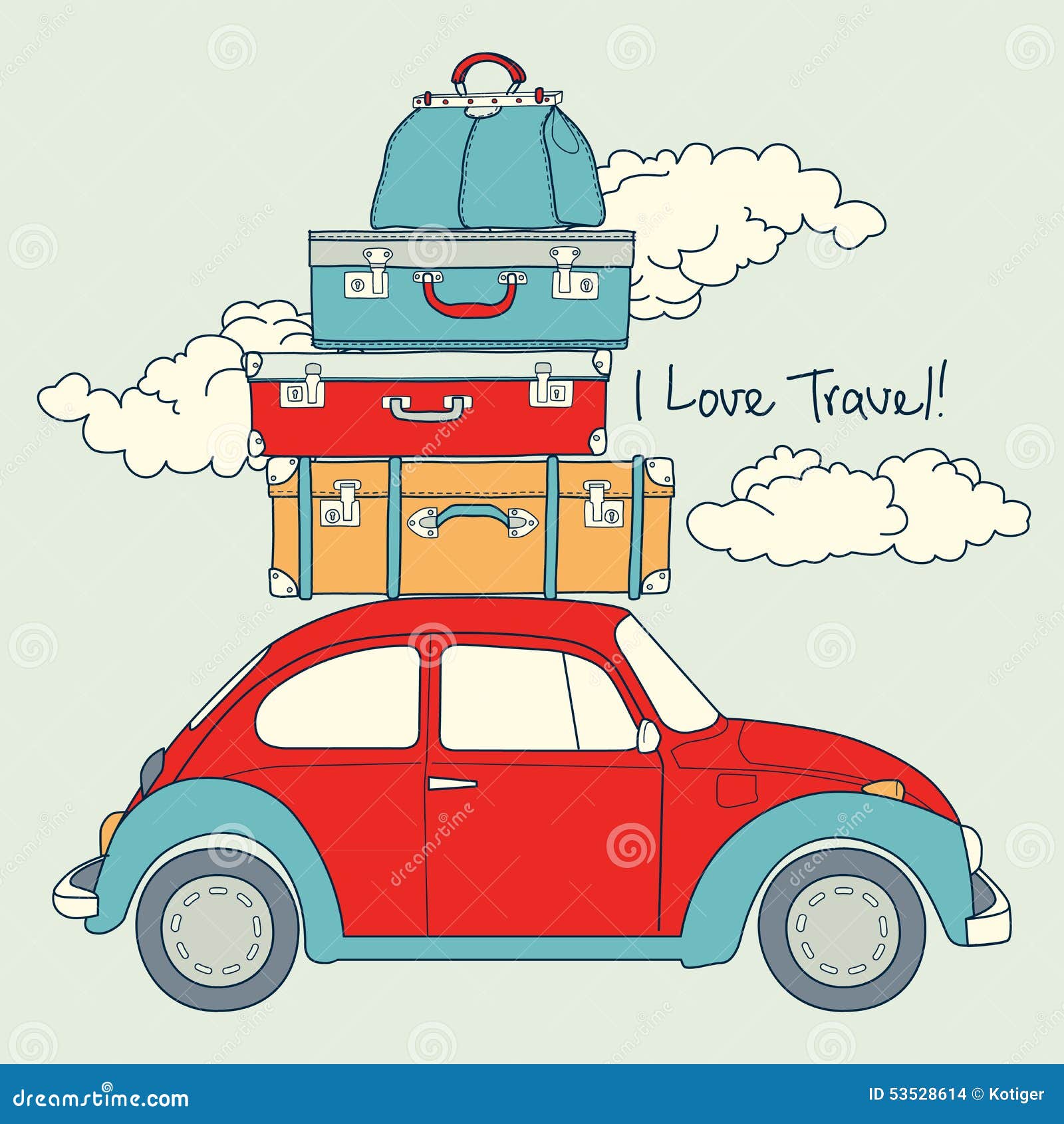 Retro Car Loaded for a Traveling Stock Vector - Illustration of moving ...