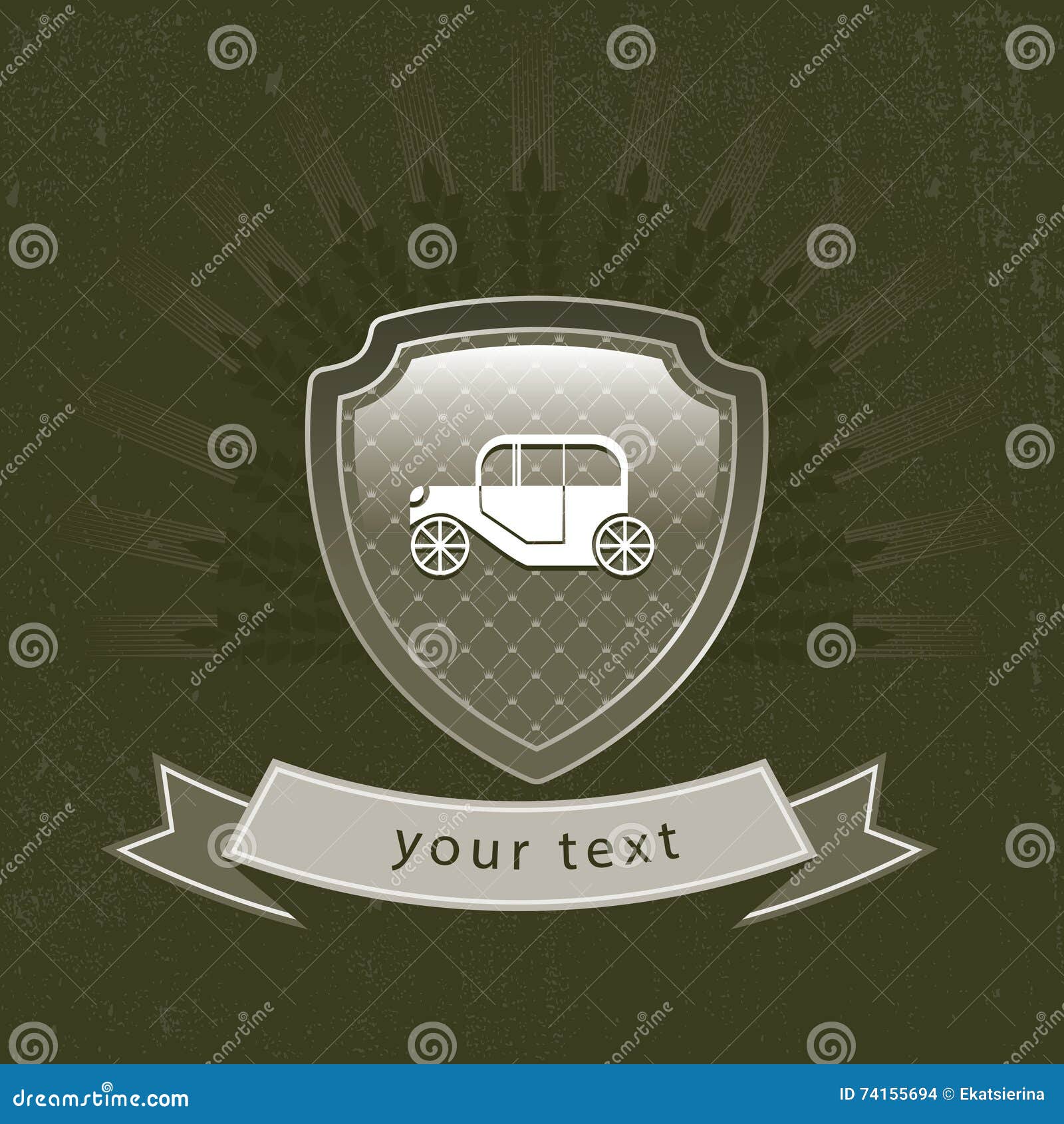 Retro Car Logo on the Shield Stock Vector - Illustration of black ...