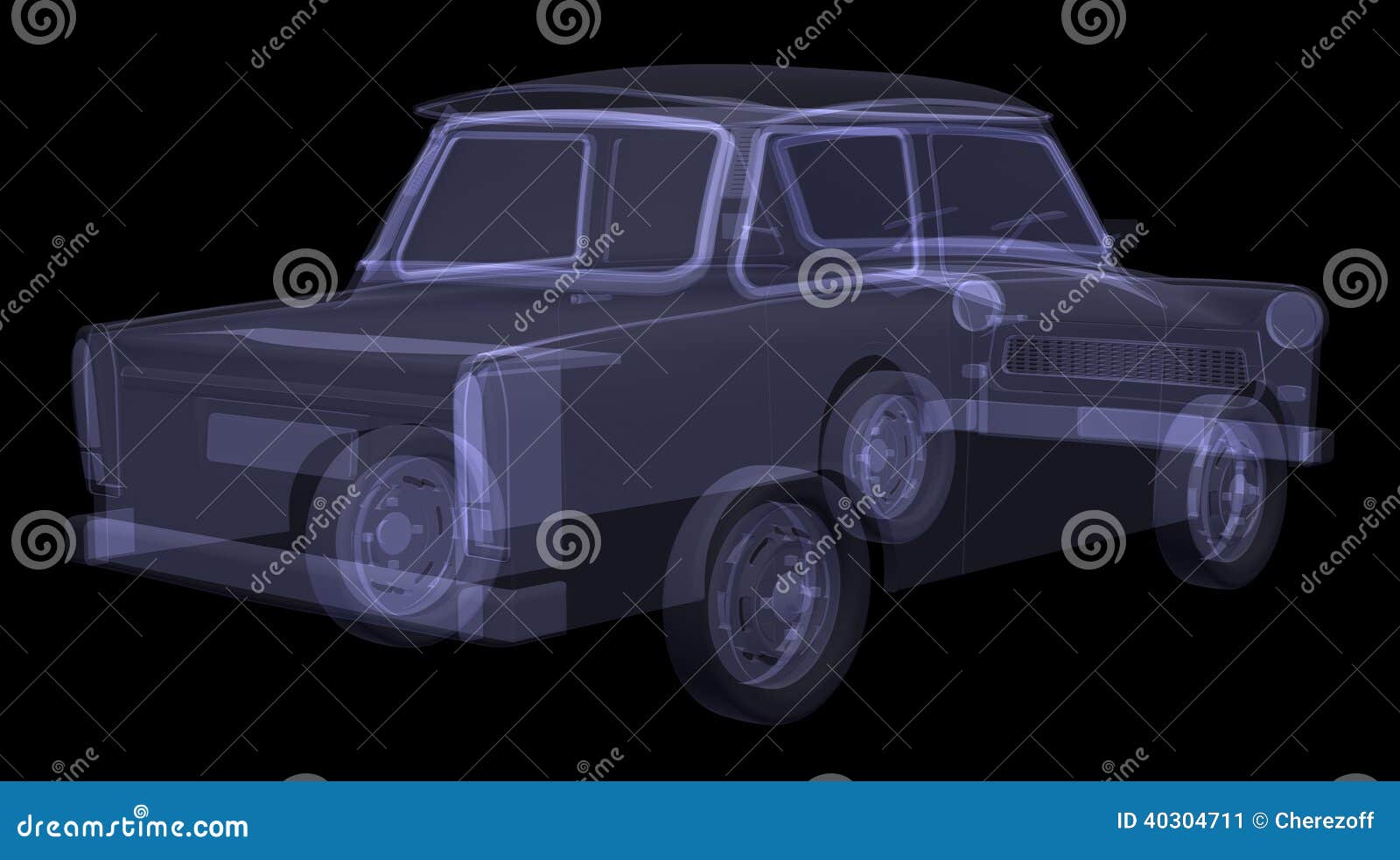 Retro car. X-ray render stock illustration. Illustration of black ...