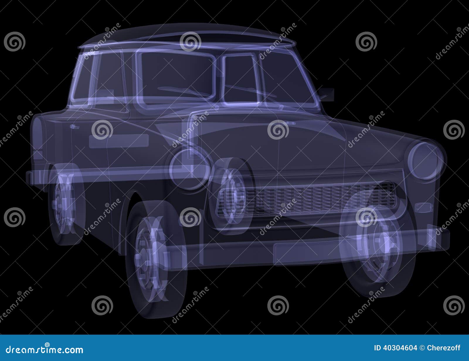Retro car. X-ray render stock illustration. Illustration of dimensional ...