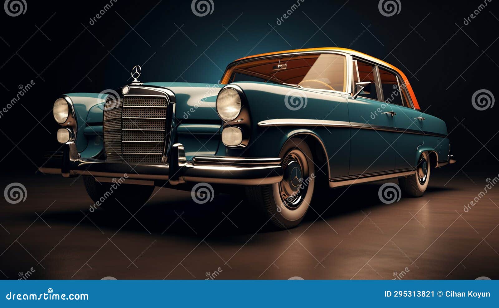 Retro Car Scene Nostalgic Ride Stock Illustration - Illustration of ...