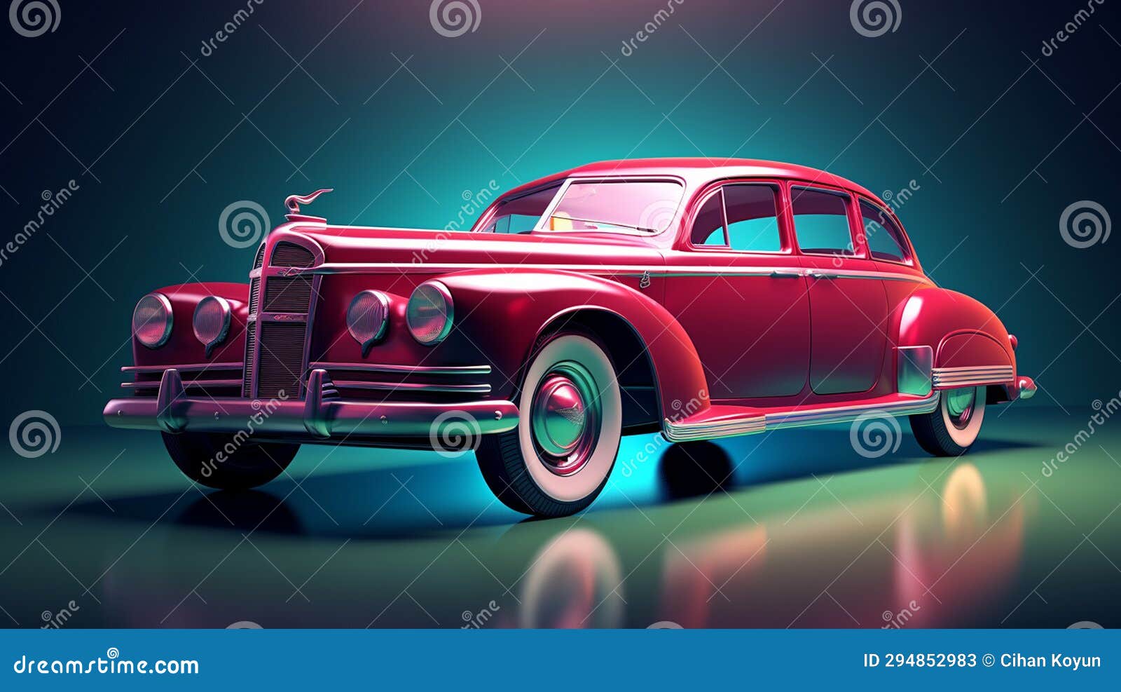 Retro Car Scene Vintage Allure Stock Illustration - Illustration of ...