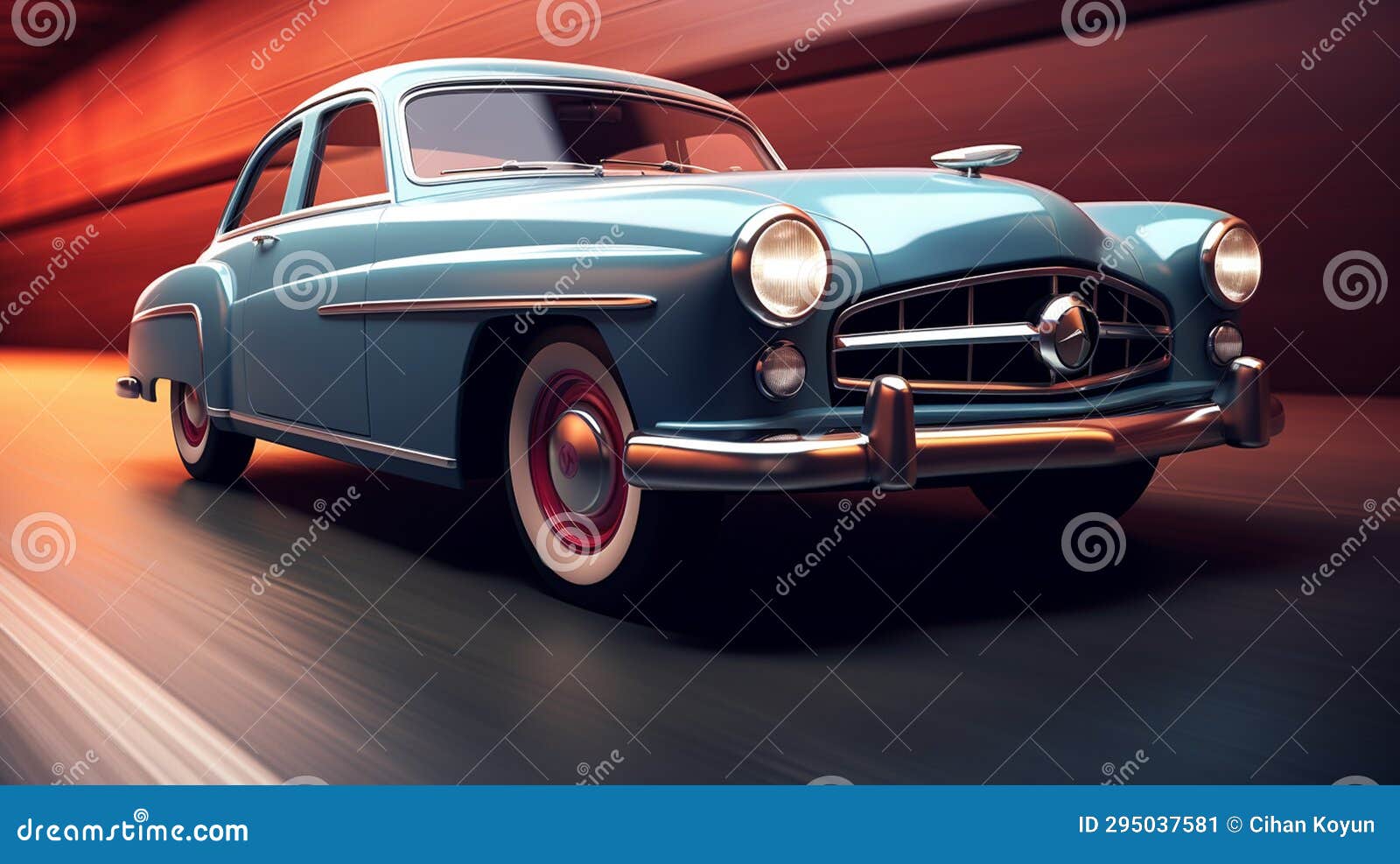 Retro Car in a Sculpture a Work of Art Stock Illustration ...