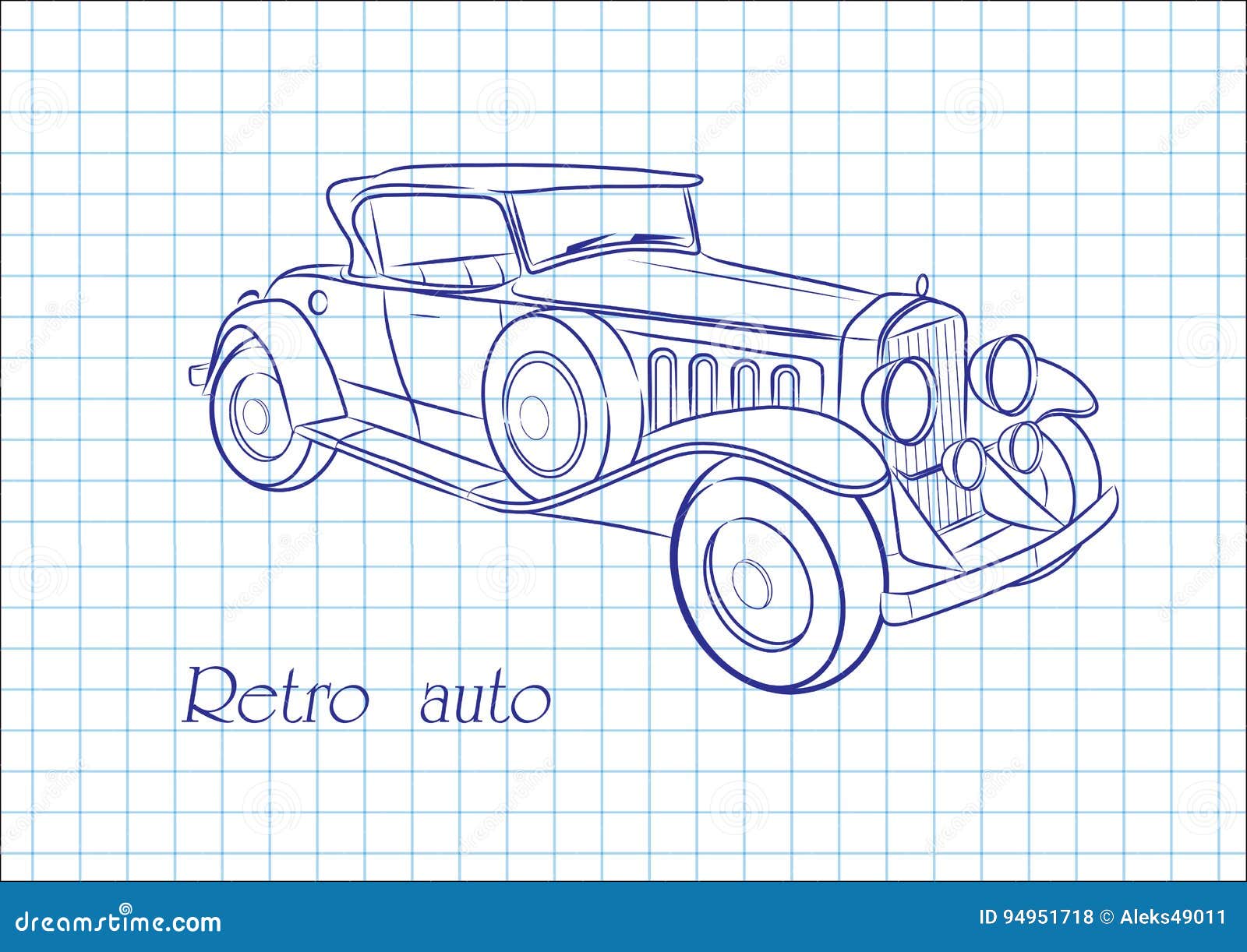 Retro car sketch stock vector. Illustration of line, trailer - 94951718