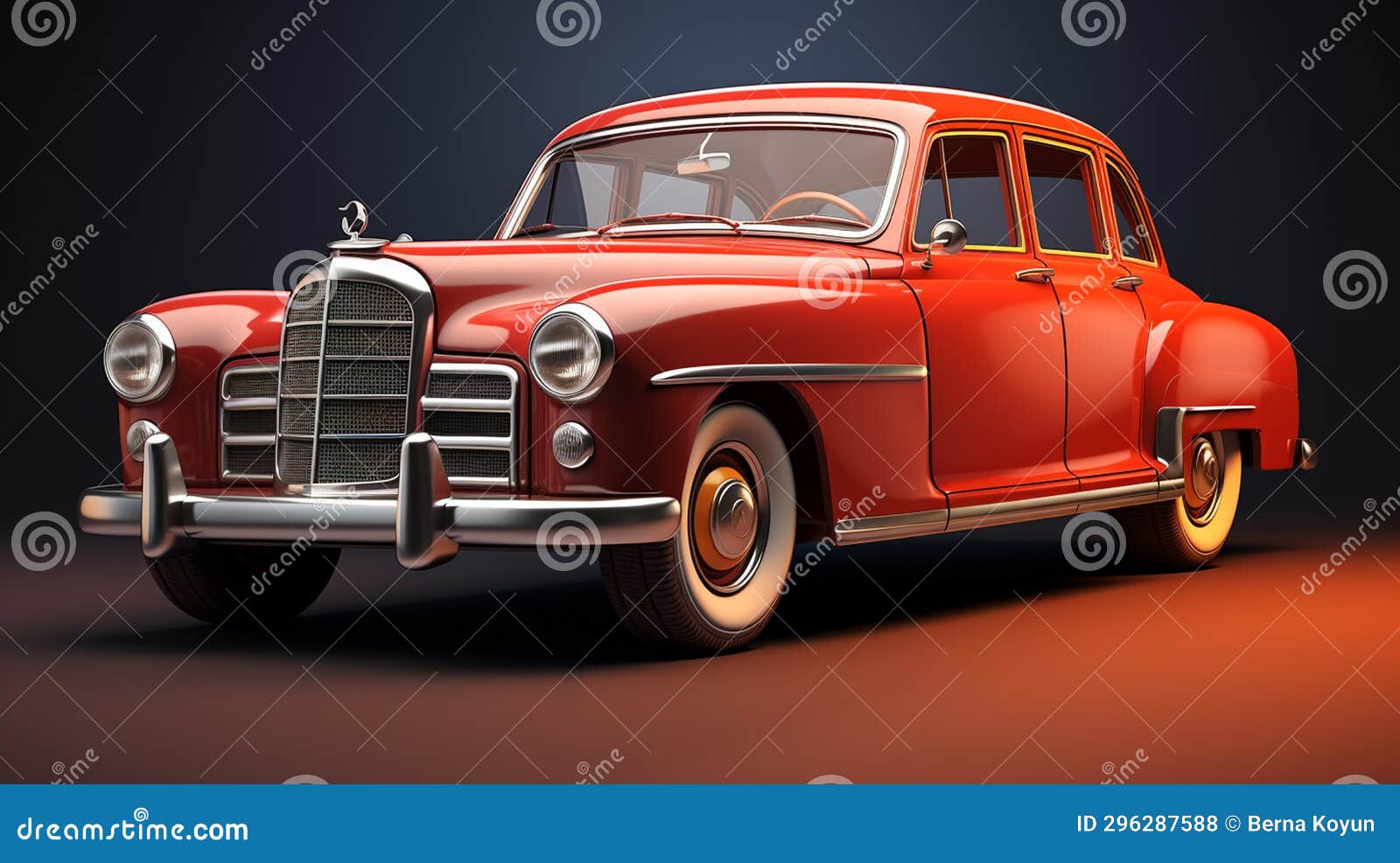 Retro Car on Solid Color Iconic Design Stock Illustration ...