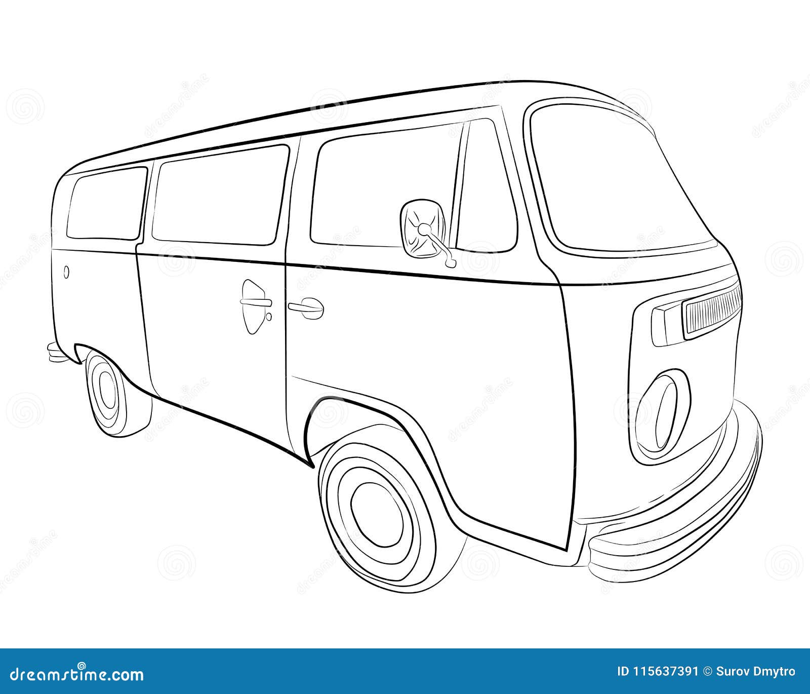 Retro Car Vector Drawing Illustration Stock Illustration - Illustration ...